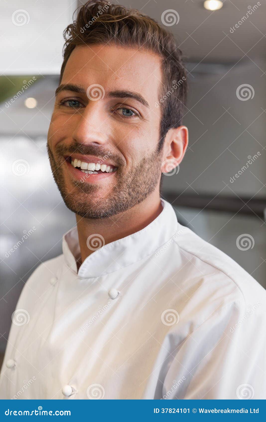 Cheerful Handsome Young Chef Looking at Camera Stock Image - Image of ...