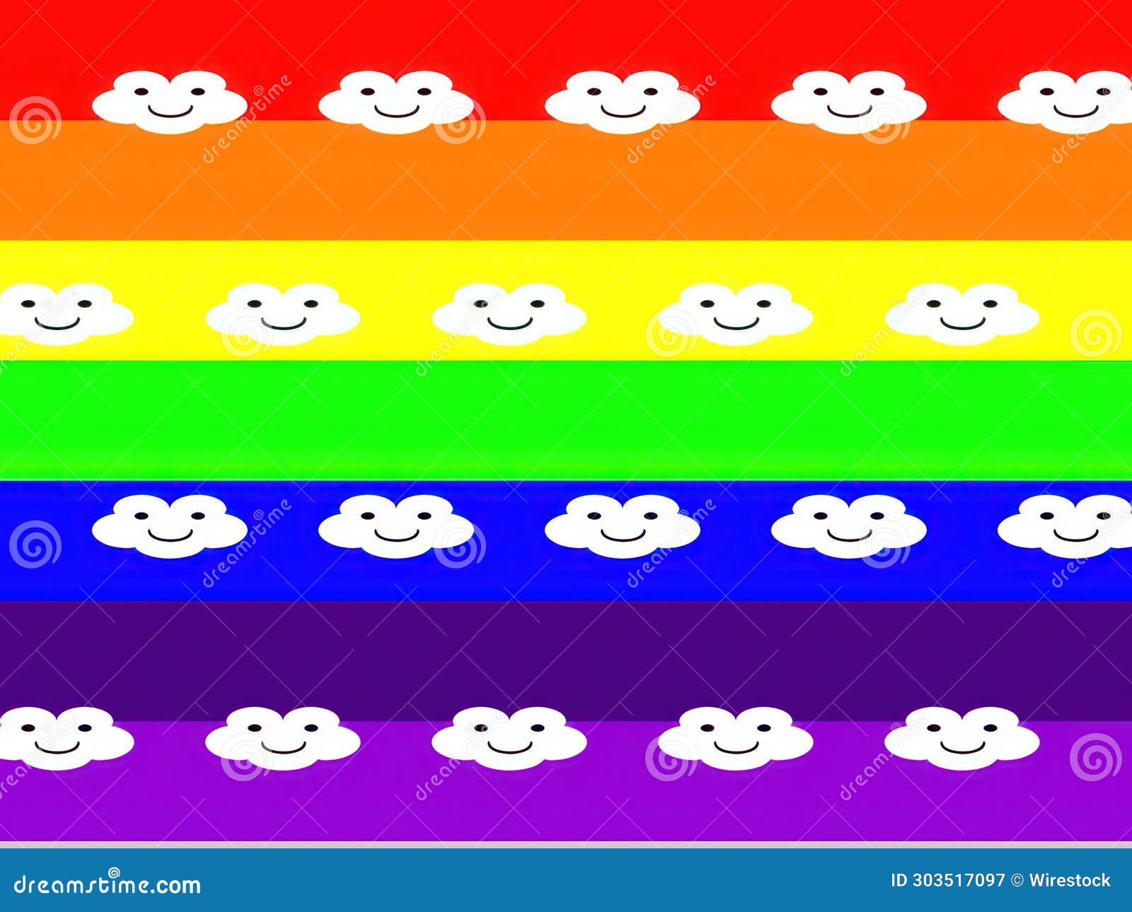 An Image of Rainbow Smiley Face Pattern with Clouds and Smiles Stock ...