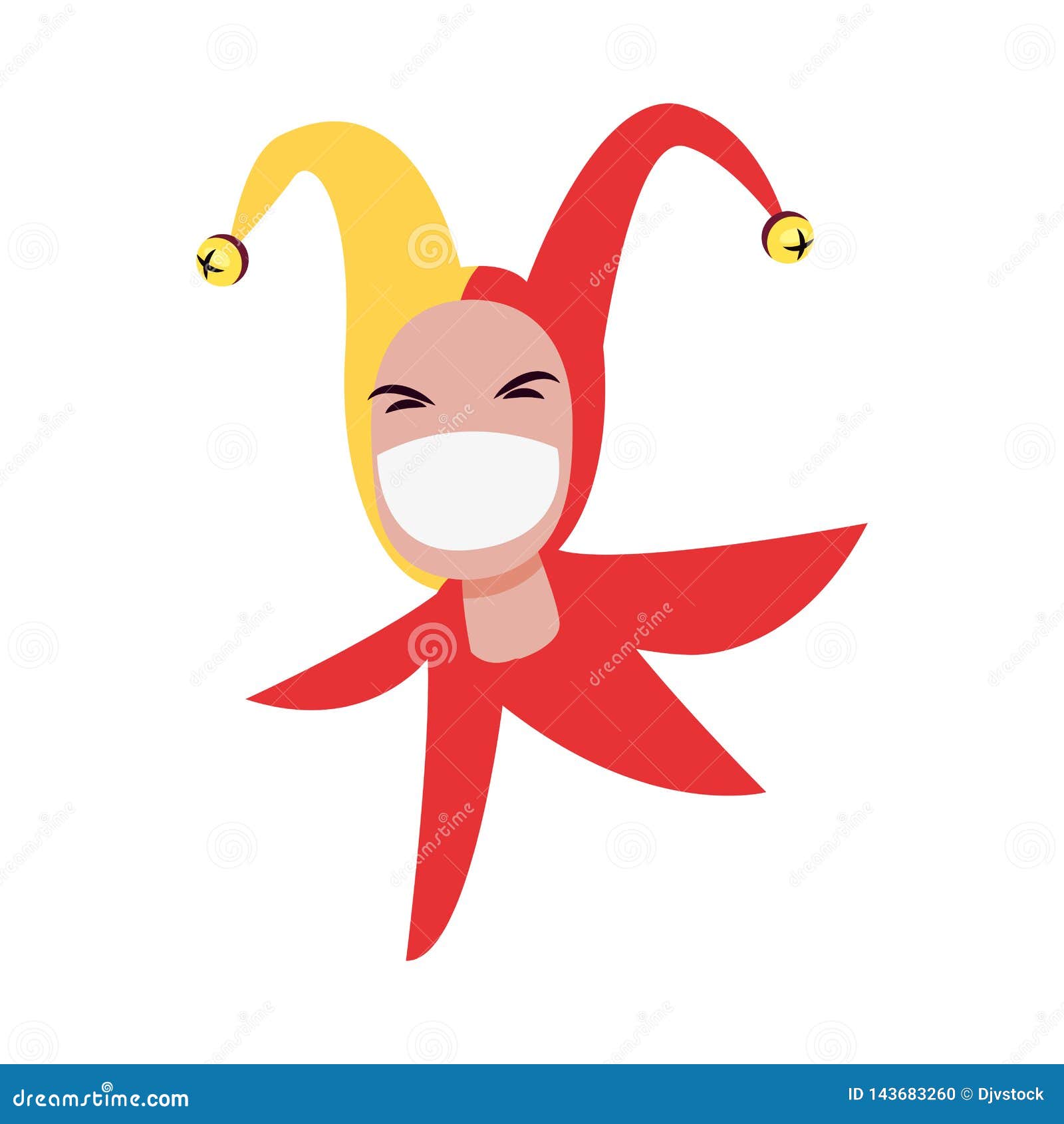 Cheerful jester comic stock illustration. Illustration of icon - 143683260