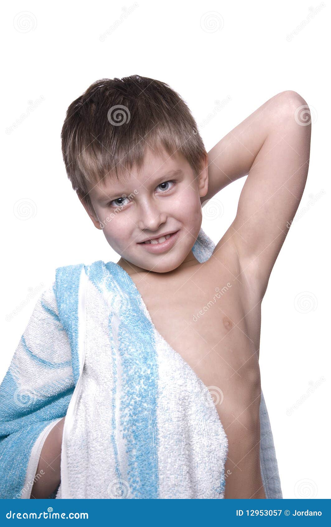Cheerful Kid after Bath Isolated on Stock Image - Image of happy, towel ...