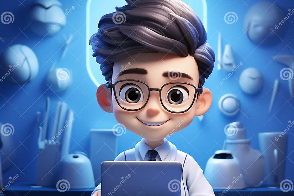 Cheerful Kid Exploring Digital Education with 3D Clay on Tablet - Modern Learning Experience ...