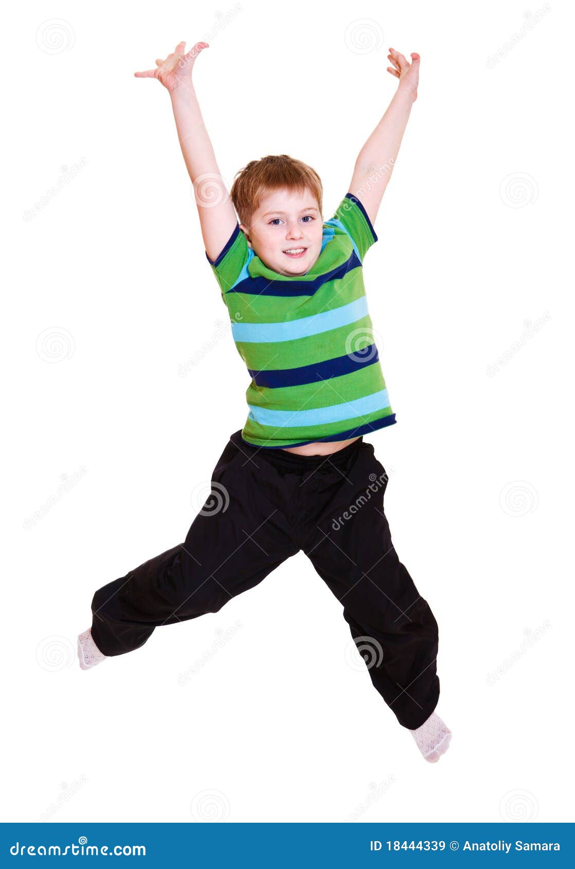 Cheerful kid jumping stock image. Image of leisure, little - 18444339