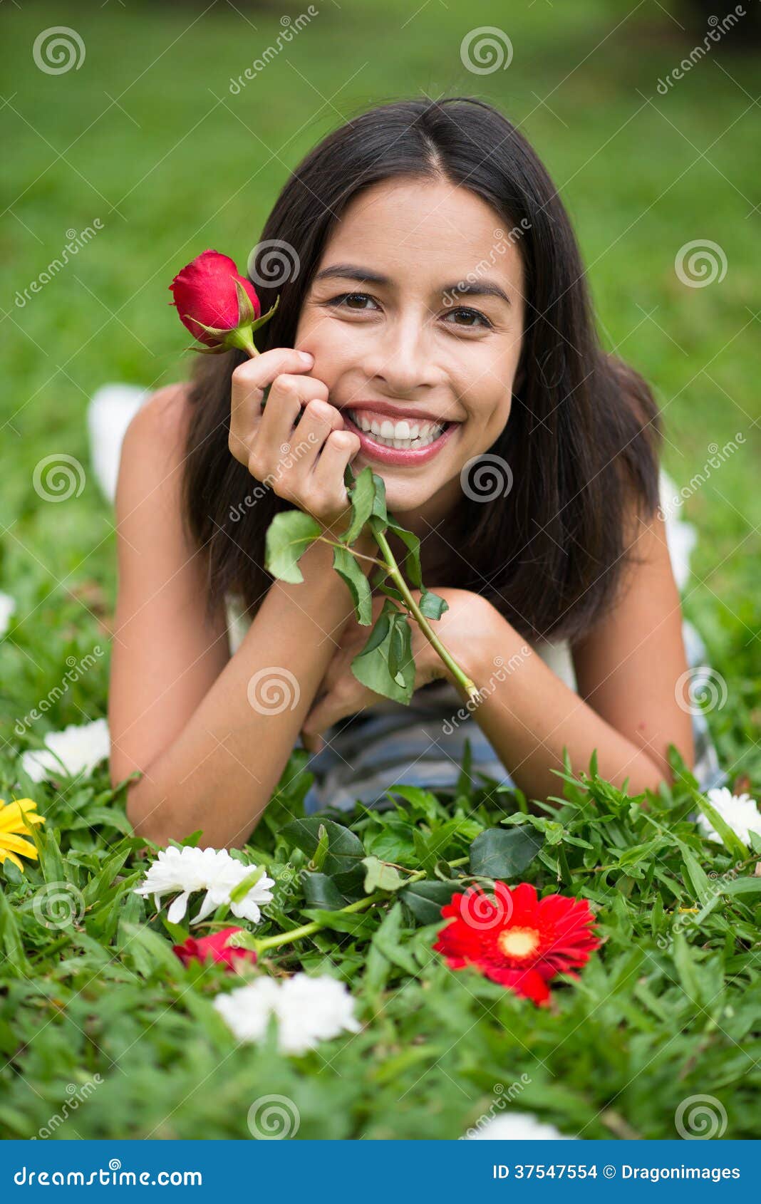 Cheerful lady stock photo. Image of mixed, happy, grass - 37547554
