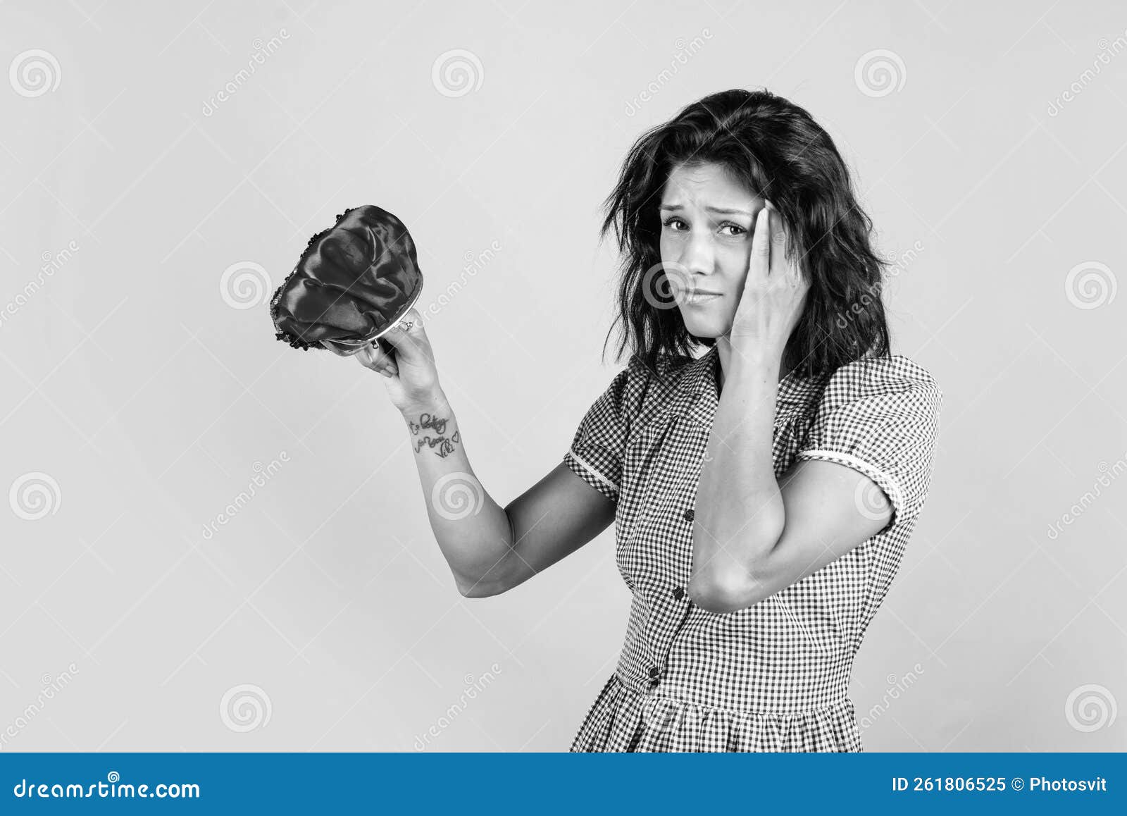 Cheerful Lady Hold Purse on Blue Background, Crisis Stock Image - Image ...
