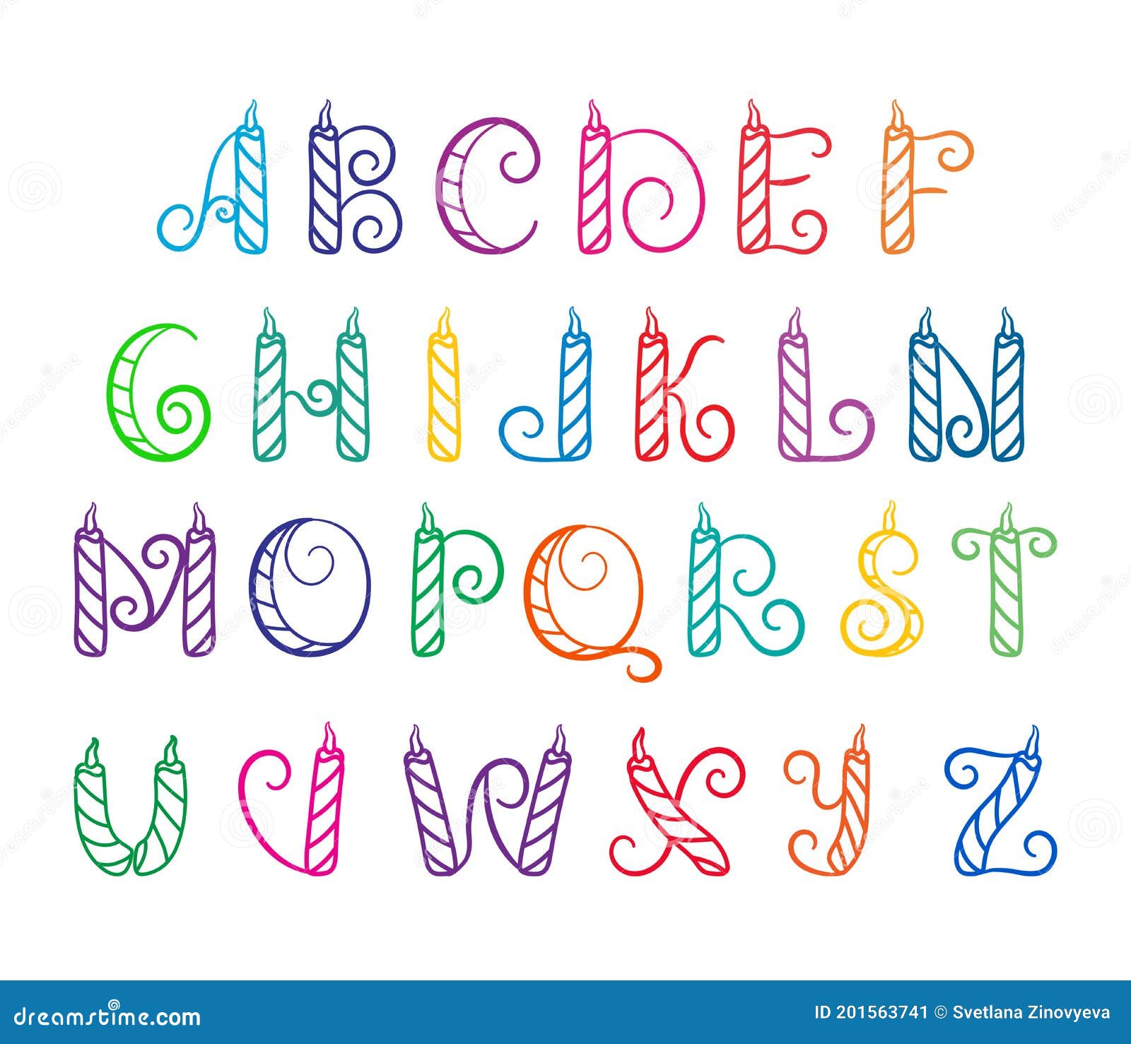 Set Of Cheerful Letters Of The English Alphabet Vector Illustration ...