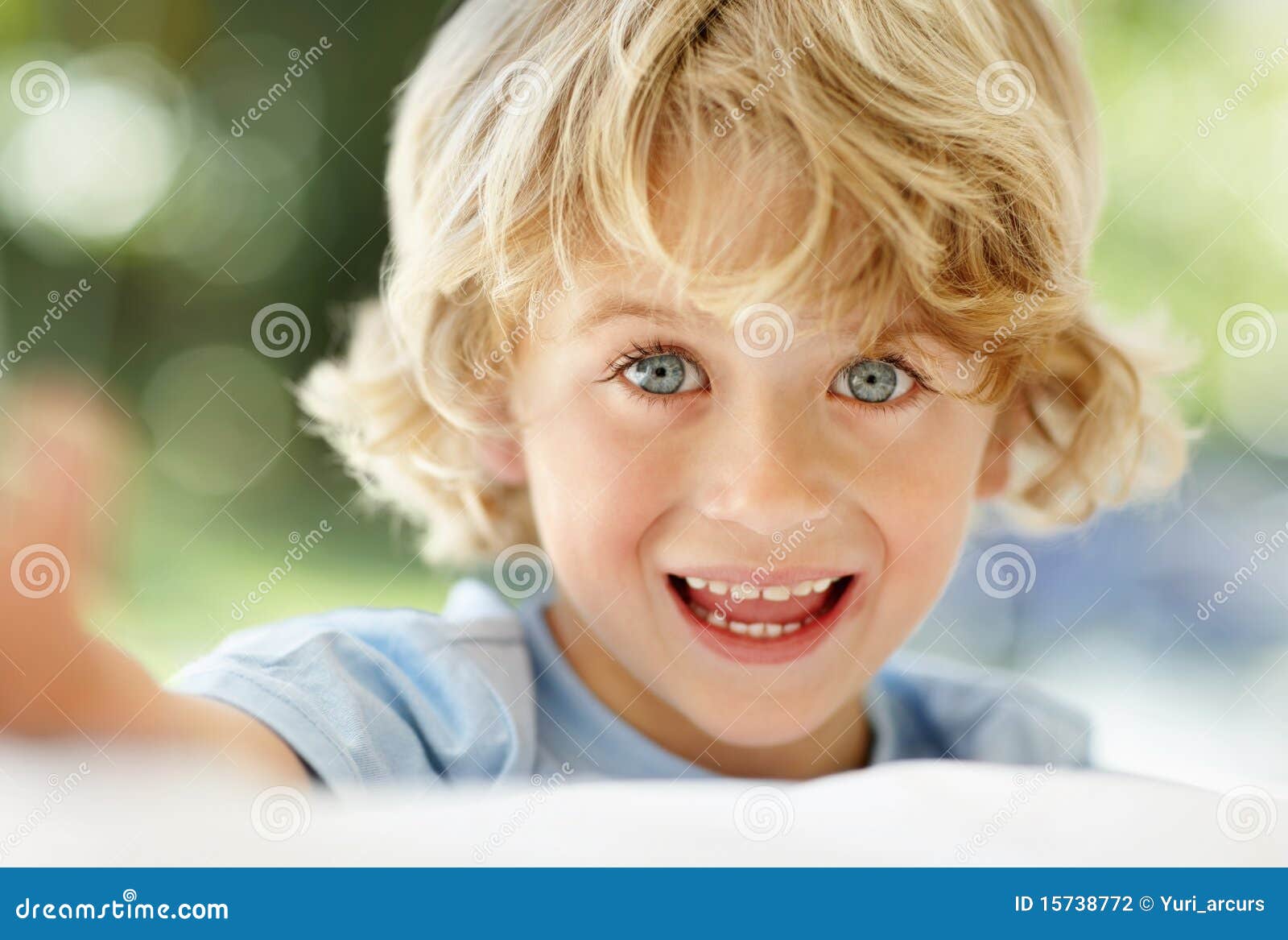 Cheerful Little Boy with Grey Eyes Smiling Stock Photo - Image of ...
