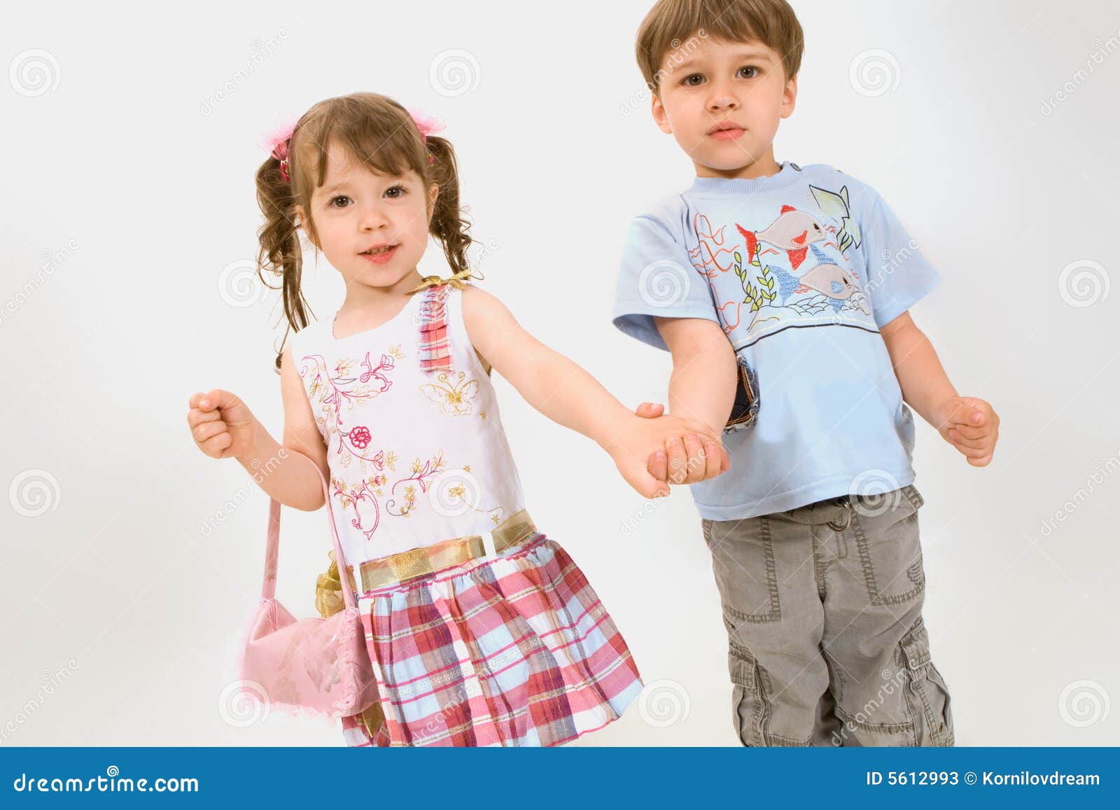 Cheerful Little Children Isolated on White Stock Image - Image of ...