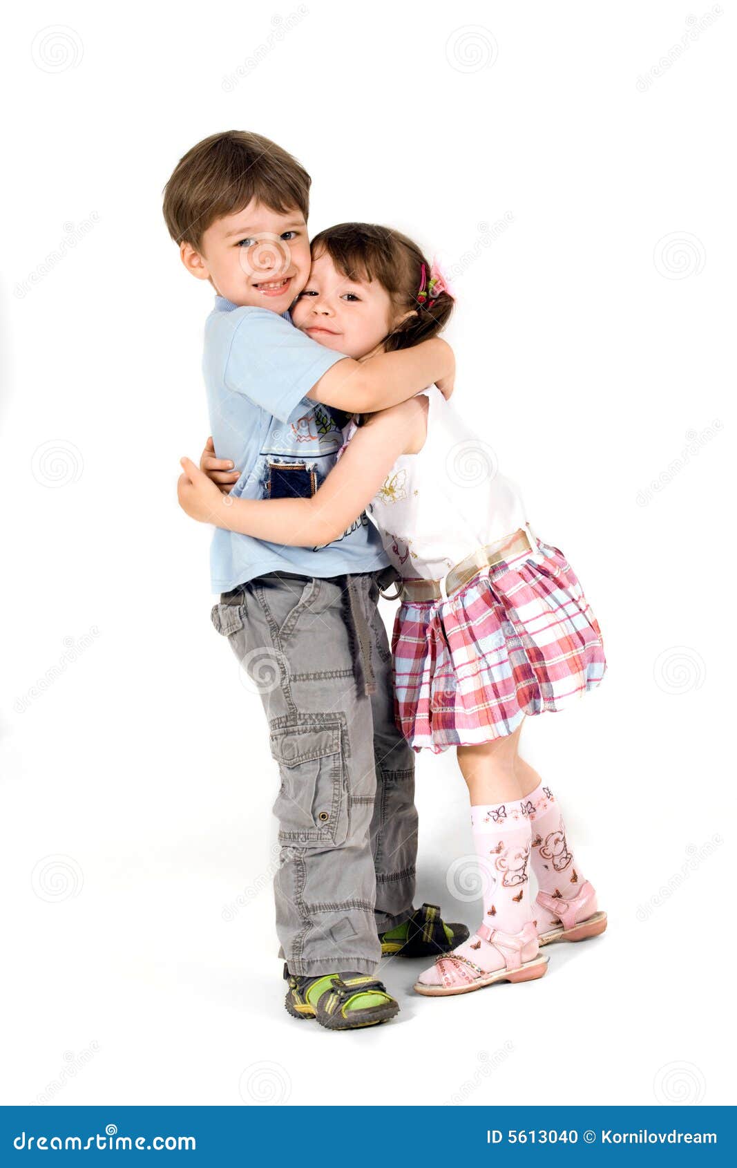 Cheerful Little Children Isolated on White Stock Photo - Image of ...