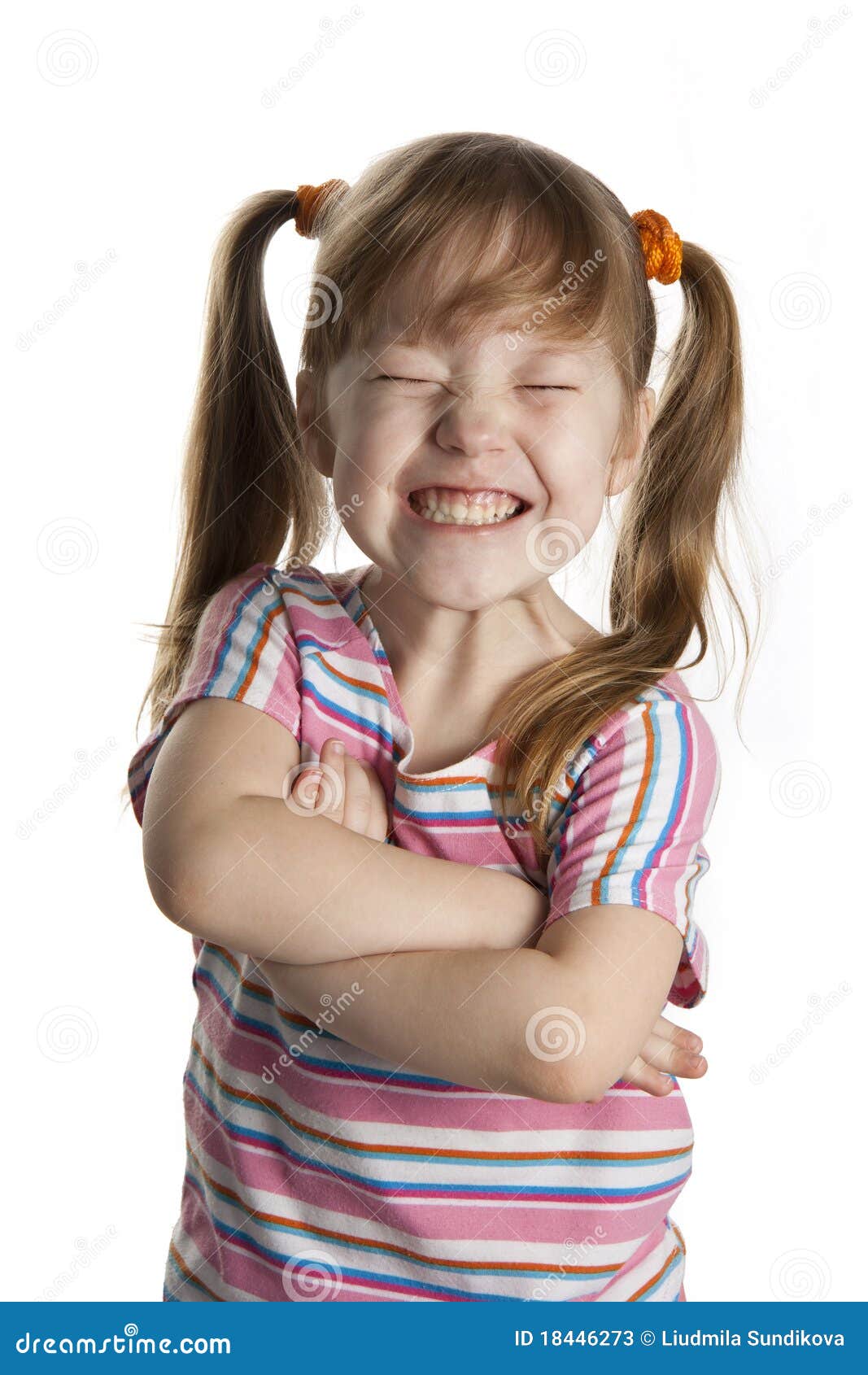 Cheerful Little Girl Smile. Stock Image - Image of isolated, hair: 18446273