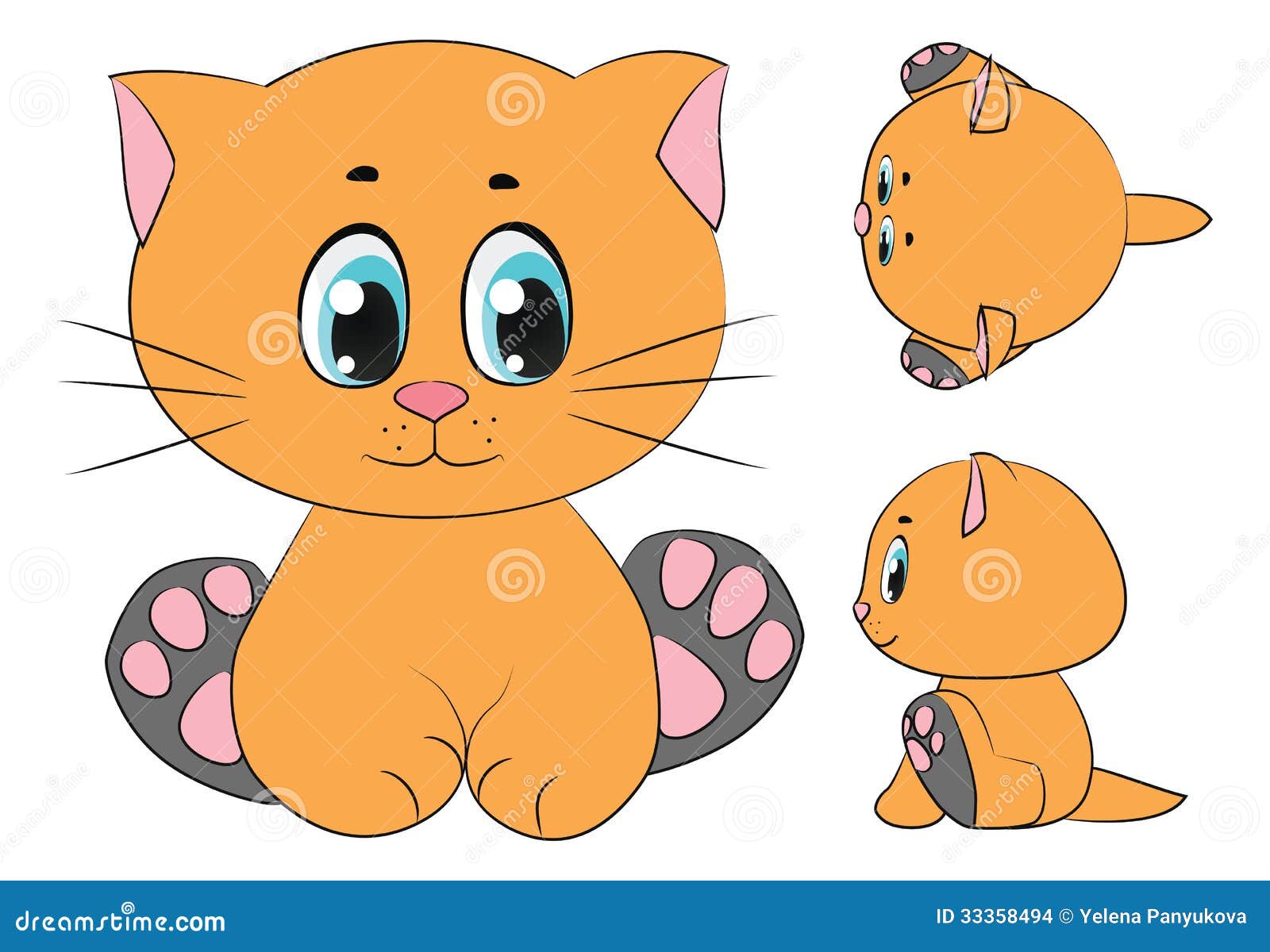 Little Kitten Kind Character Animal Illustration Cartoon Coloring ...