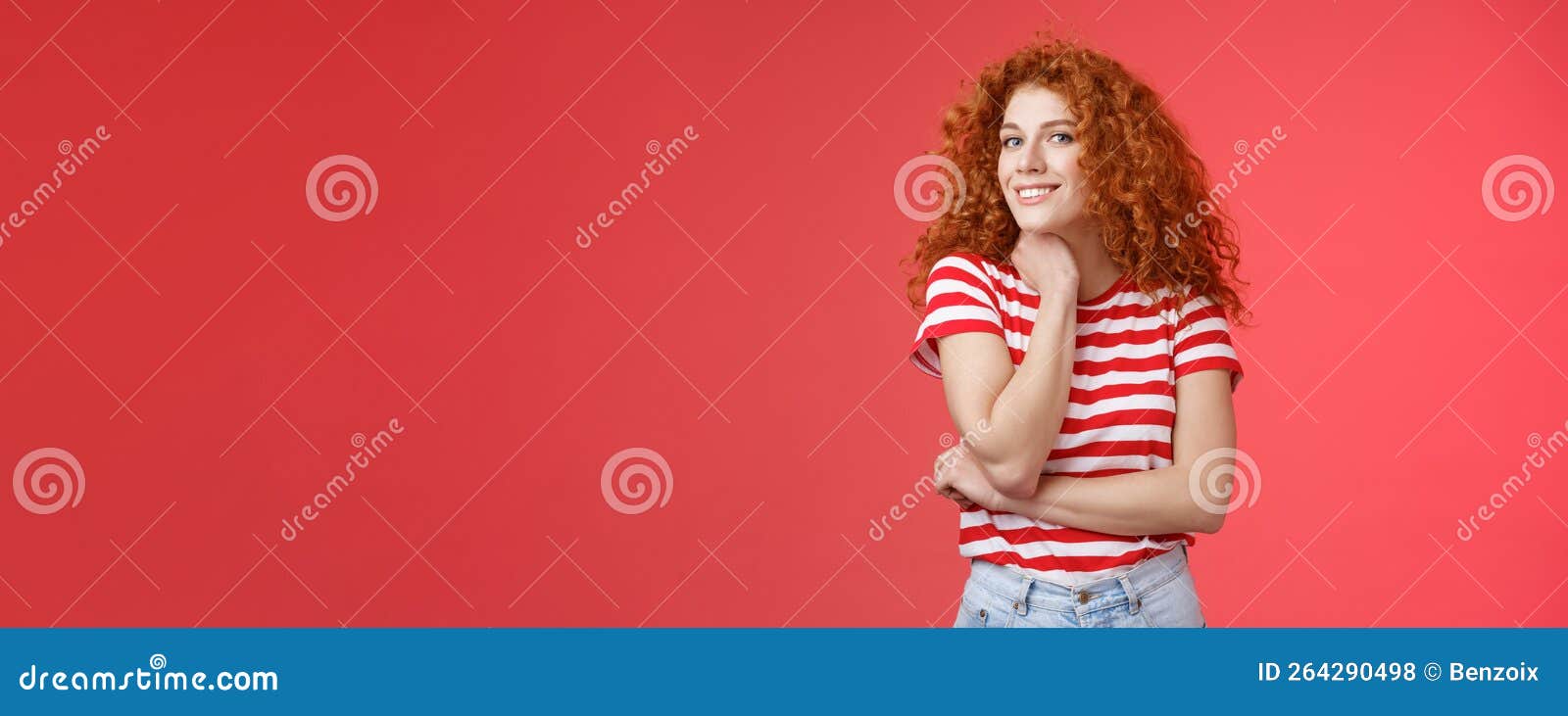 Cheerful Lively Cute Tender Redhead Curly Girl Romantic Summer Mood