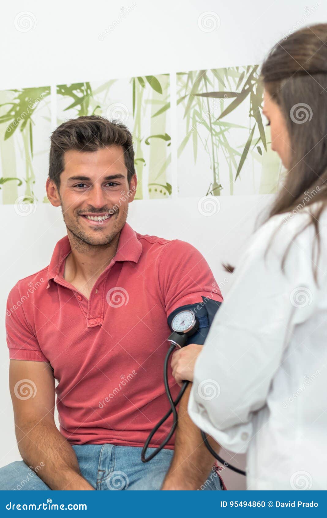 Cheerful Male Patient and Doctor Stock Photo - Image of pressure, copy ...