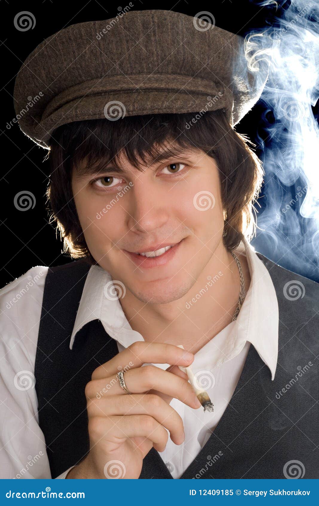 Cheerful man stock image. Image of outmoded, jacket, cigarette - 12409185