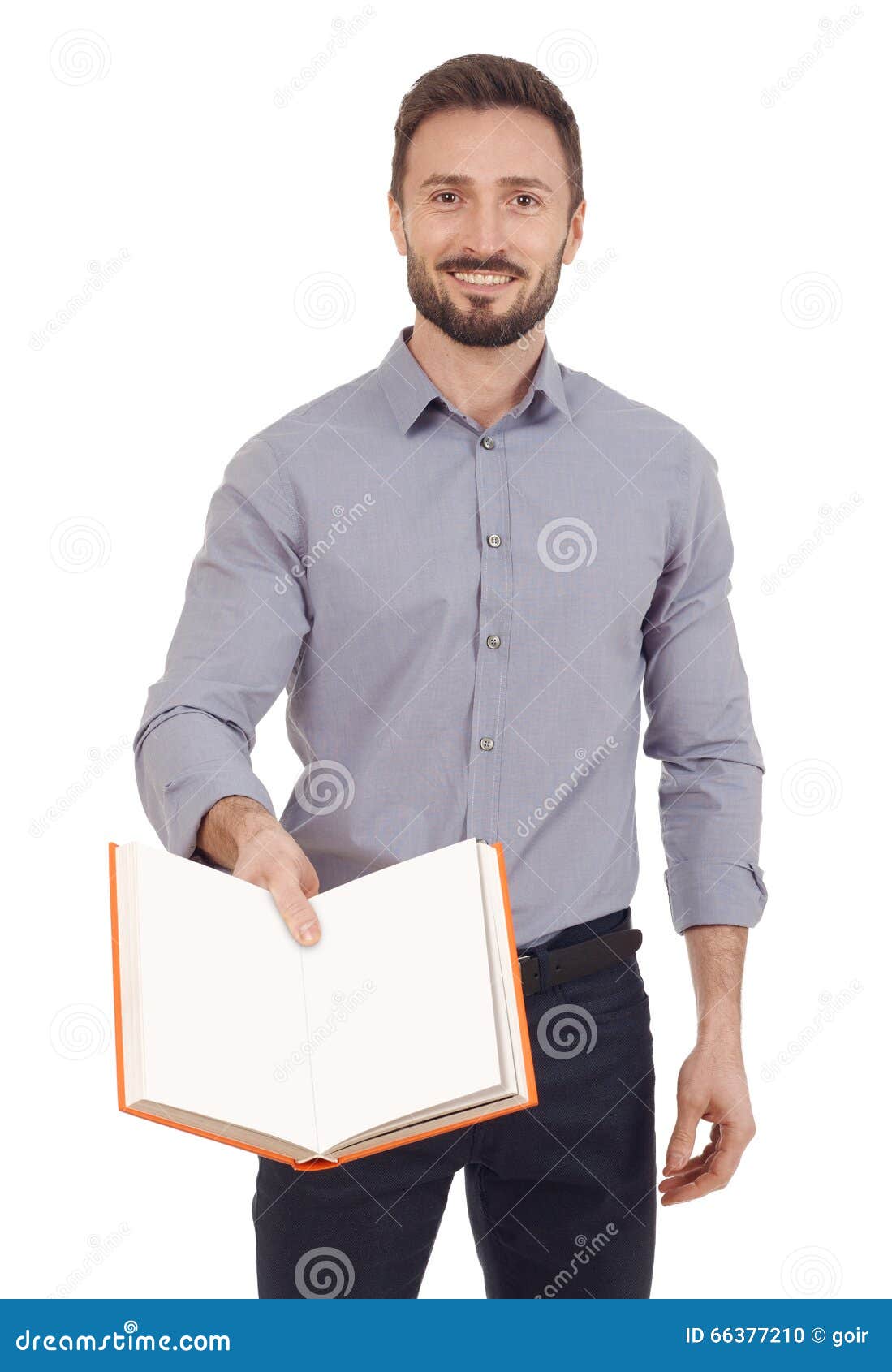 Cheerful man with a book stock photo. Image of expertise - 66377210