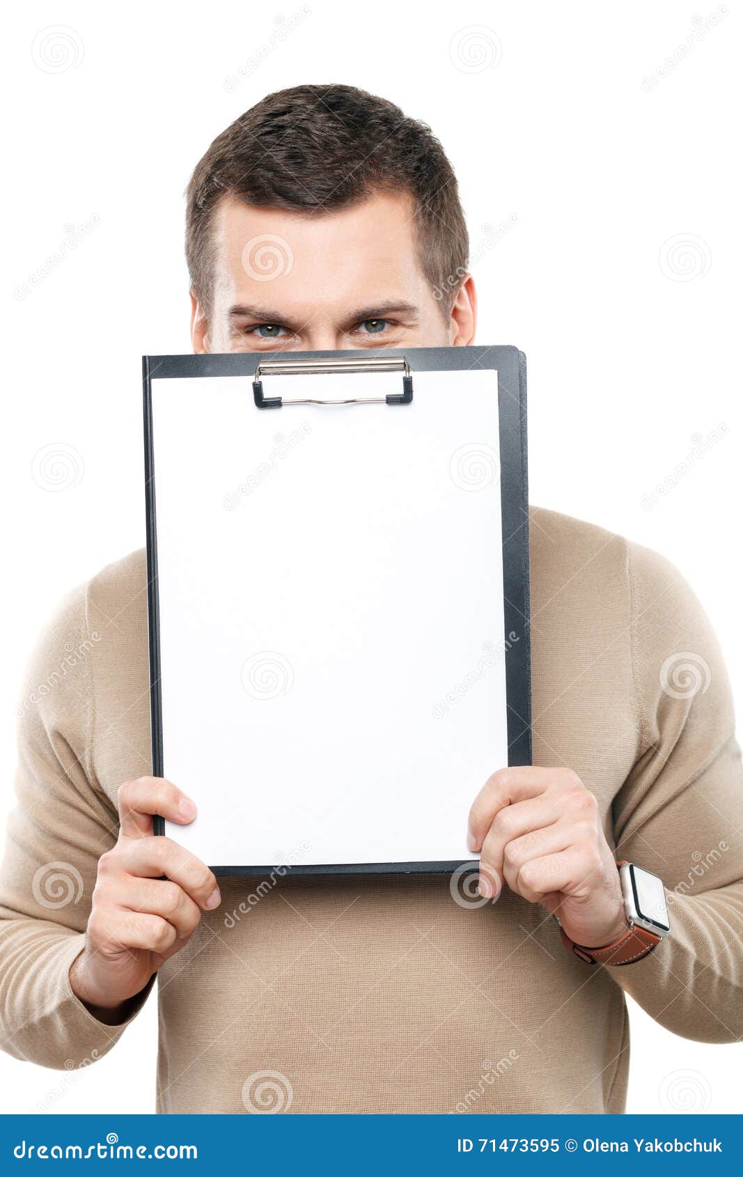Cheerful Man is Carrying a File of Documents Stock Image - Image of ...