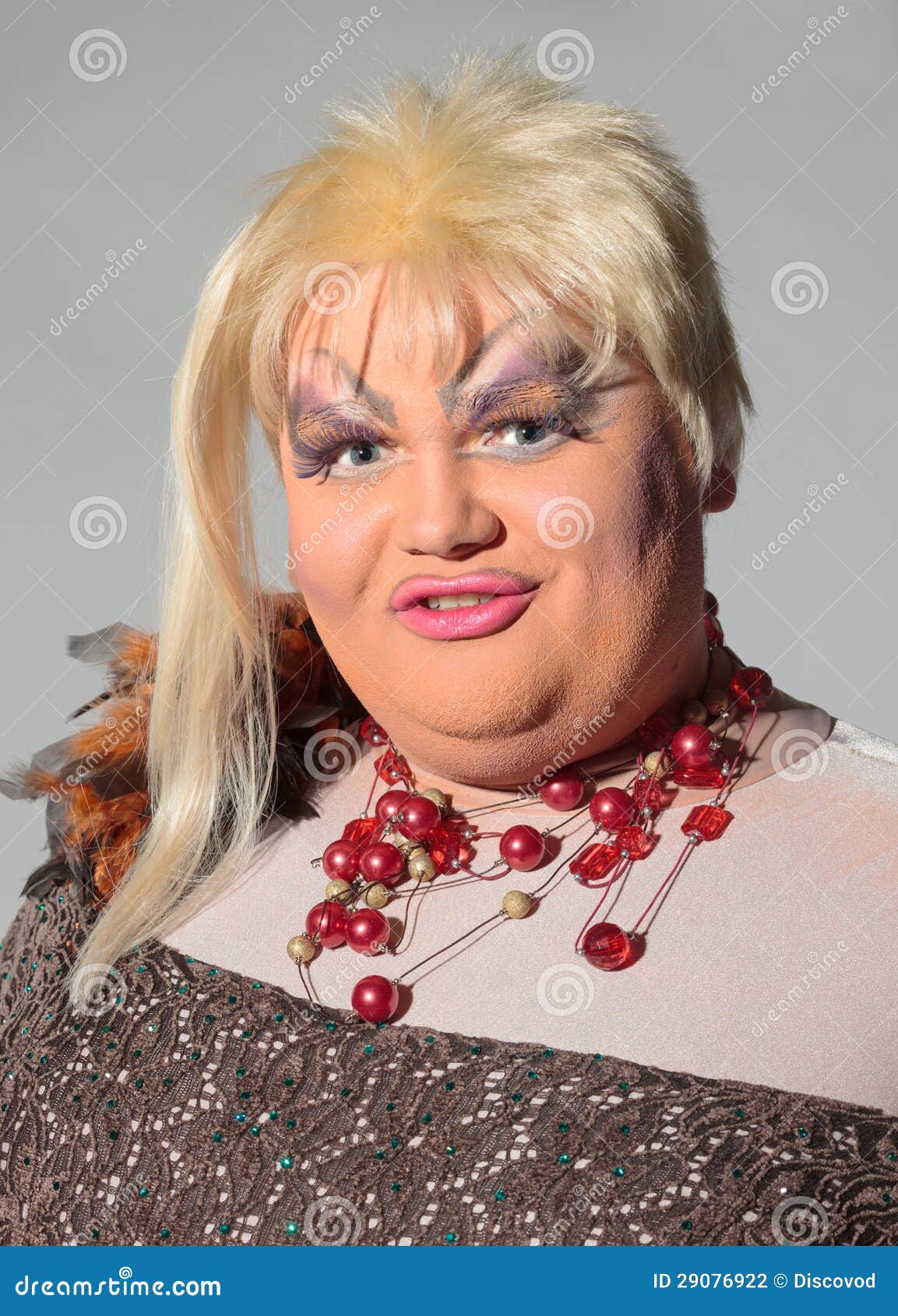 Cheerful Man, Drag Queen, in a Female Suit Stock Photo - Image of ...