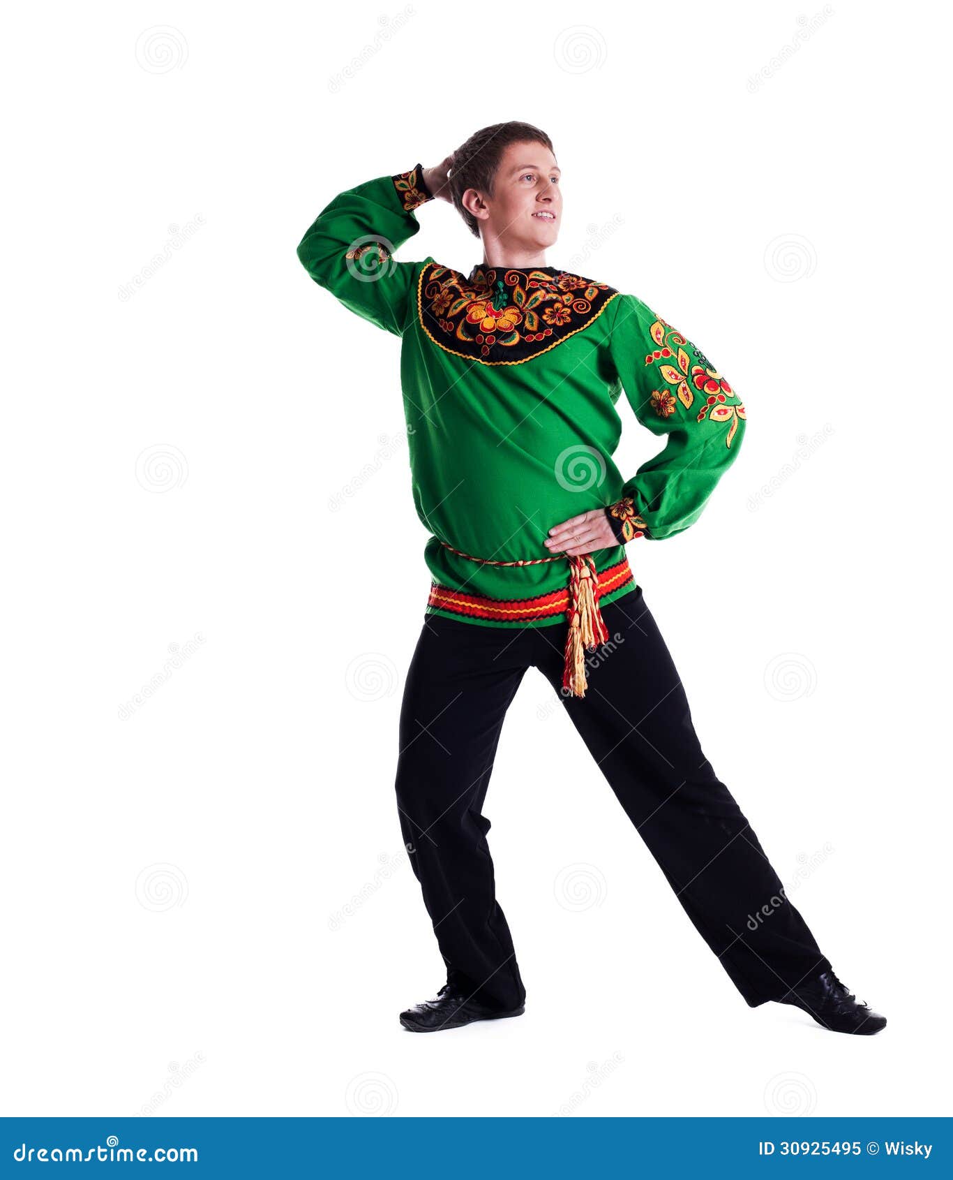Cheerful Man Performing Folk Dance in Studio Stock Image - Image of ...