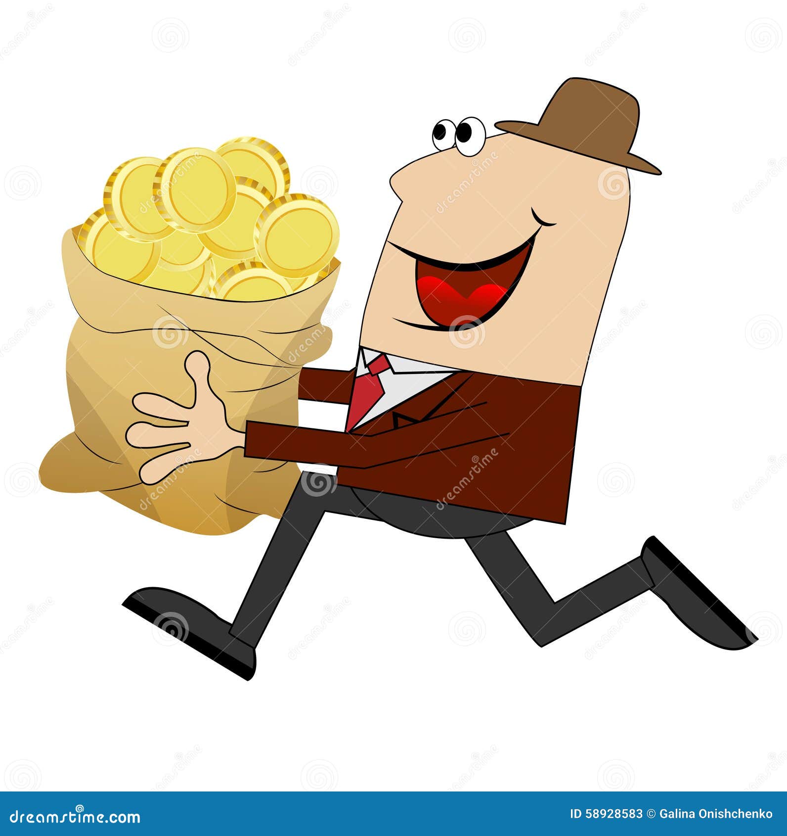 Cheerful Man Running with Money in Hand Stock Vector - Illustration of ...