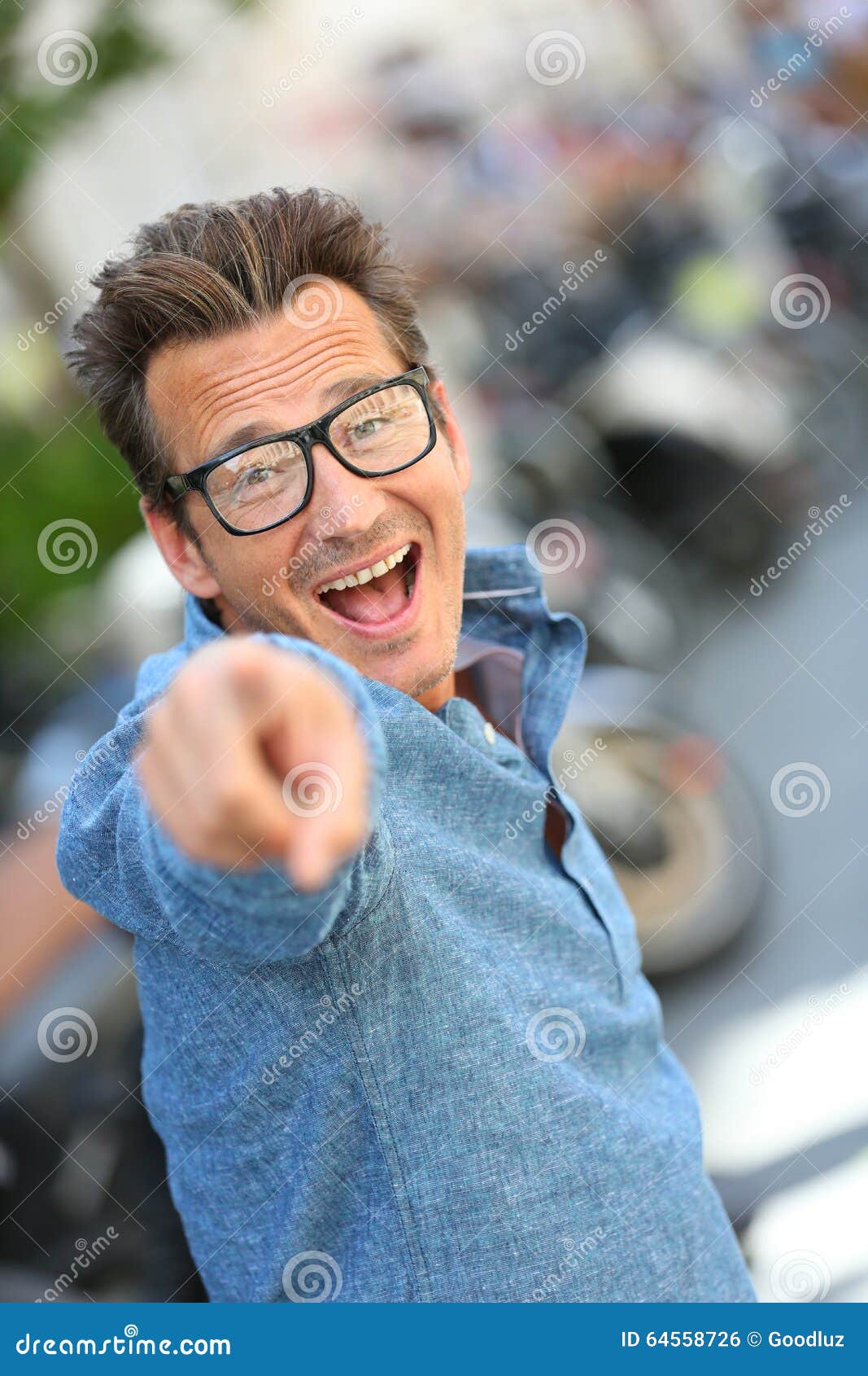 Cheerful Man Showing Finger Towards Camera Stock Photo - Image of ... Cheerful Man Showing Finger Towards Camera Stock Photo - Image of ...