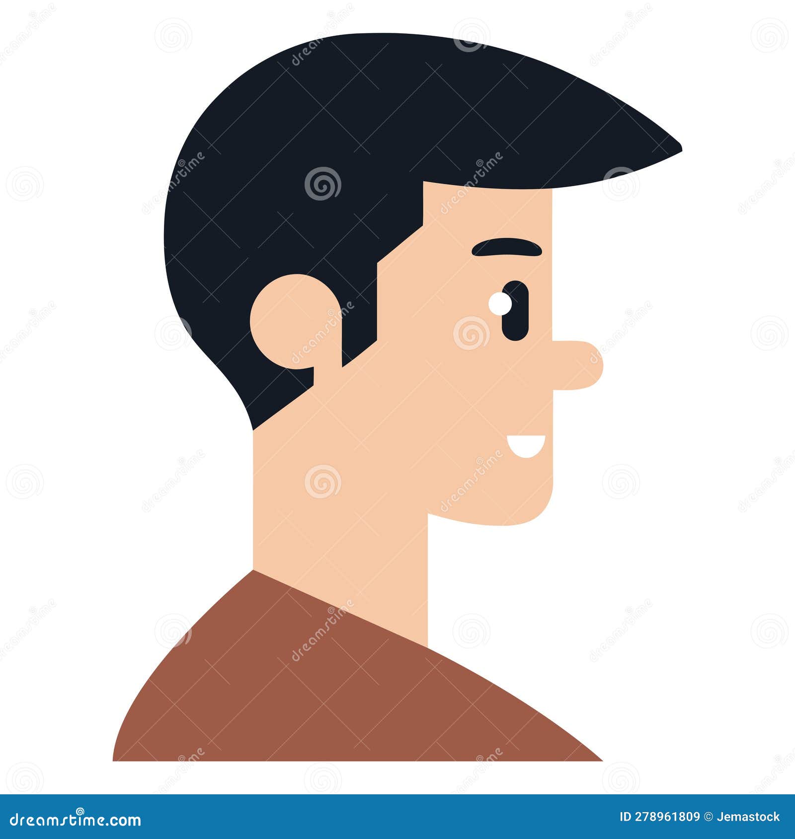Cheerful Man Smiling in Profile View Stock Vector - Illustration of ...