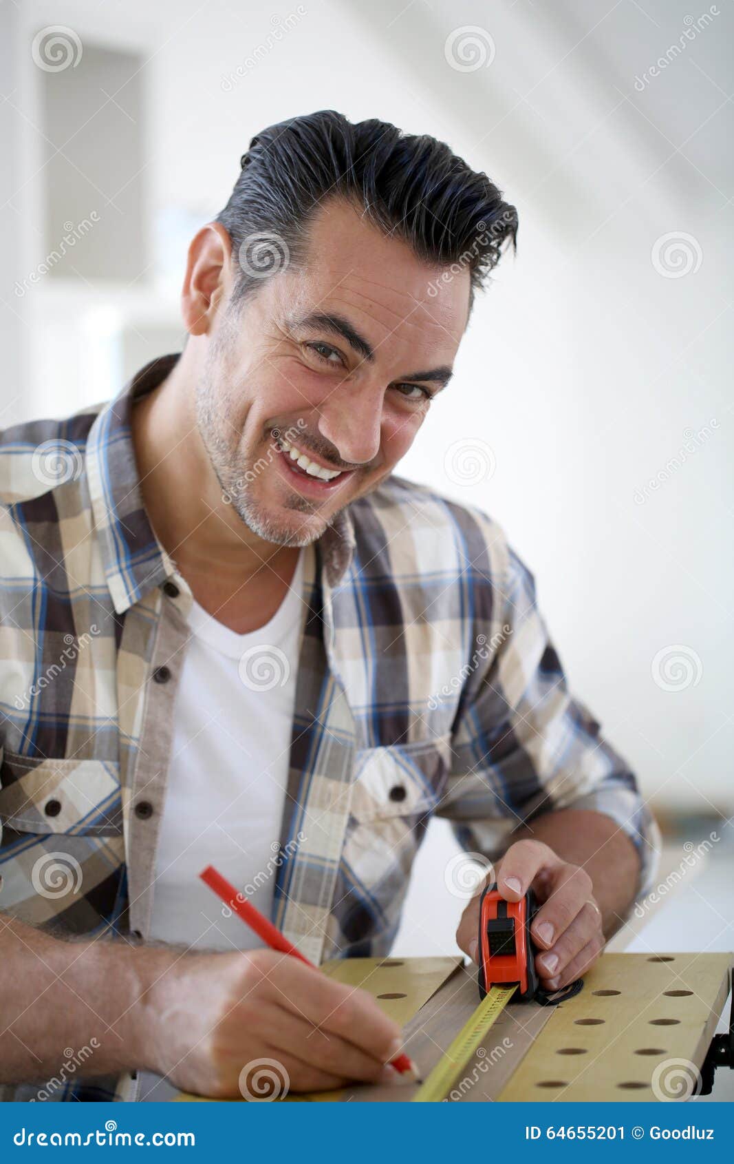 Cheerful Man Working on Home Improvement Stock Image - Image of hobby ...