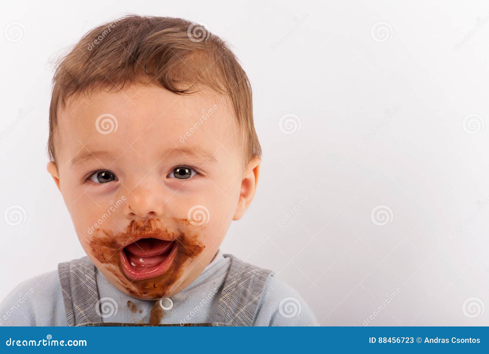 Cheerful Messy Baby Face Covered Chocolate Stock Photos - Free ...