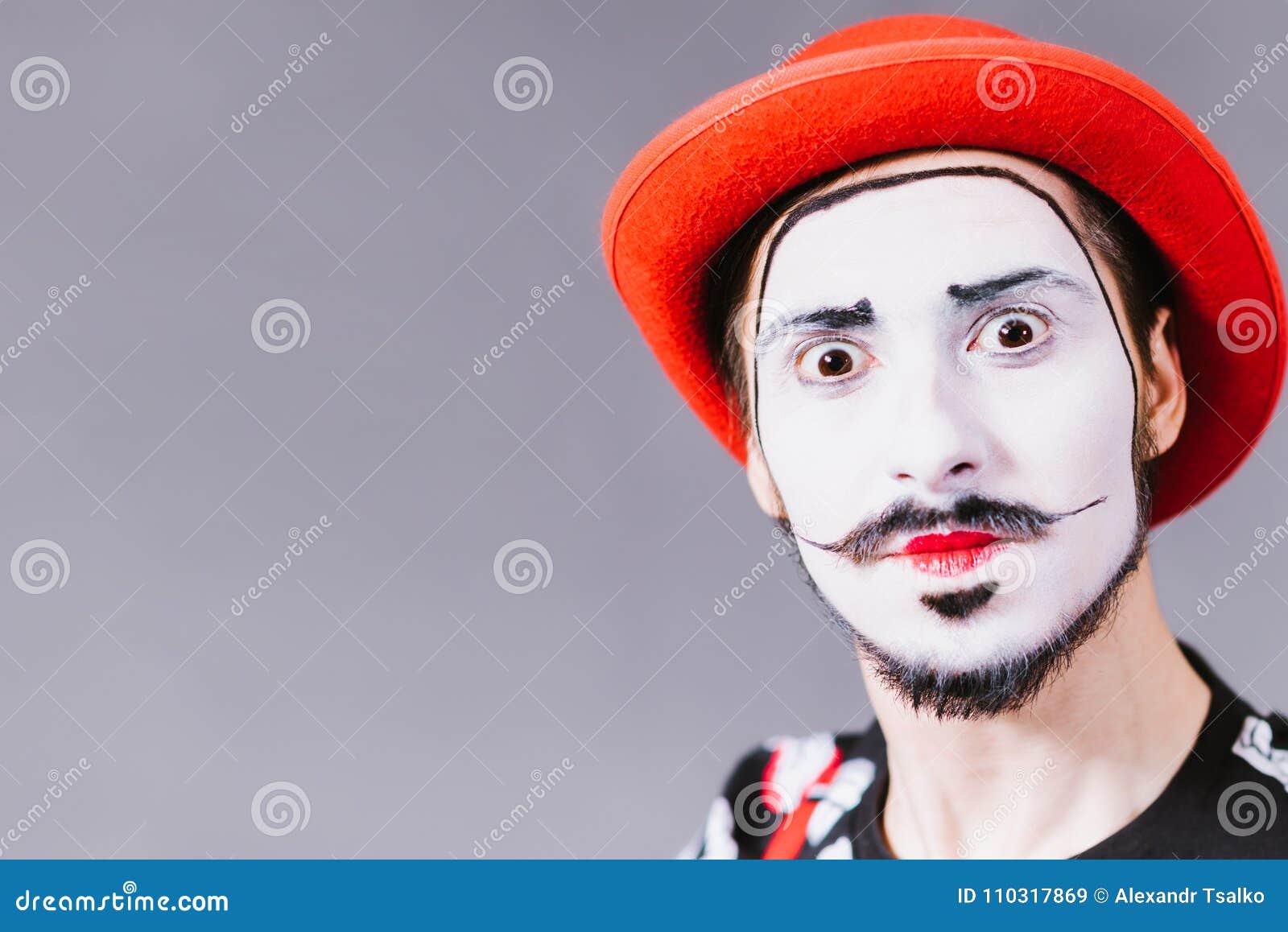 Cheerful Mime Posing and Grimacing in the Studio Stock Image - Image of ...