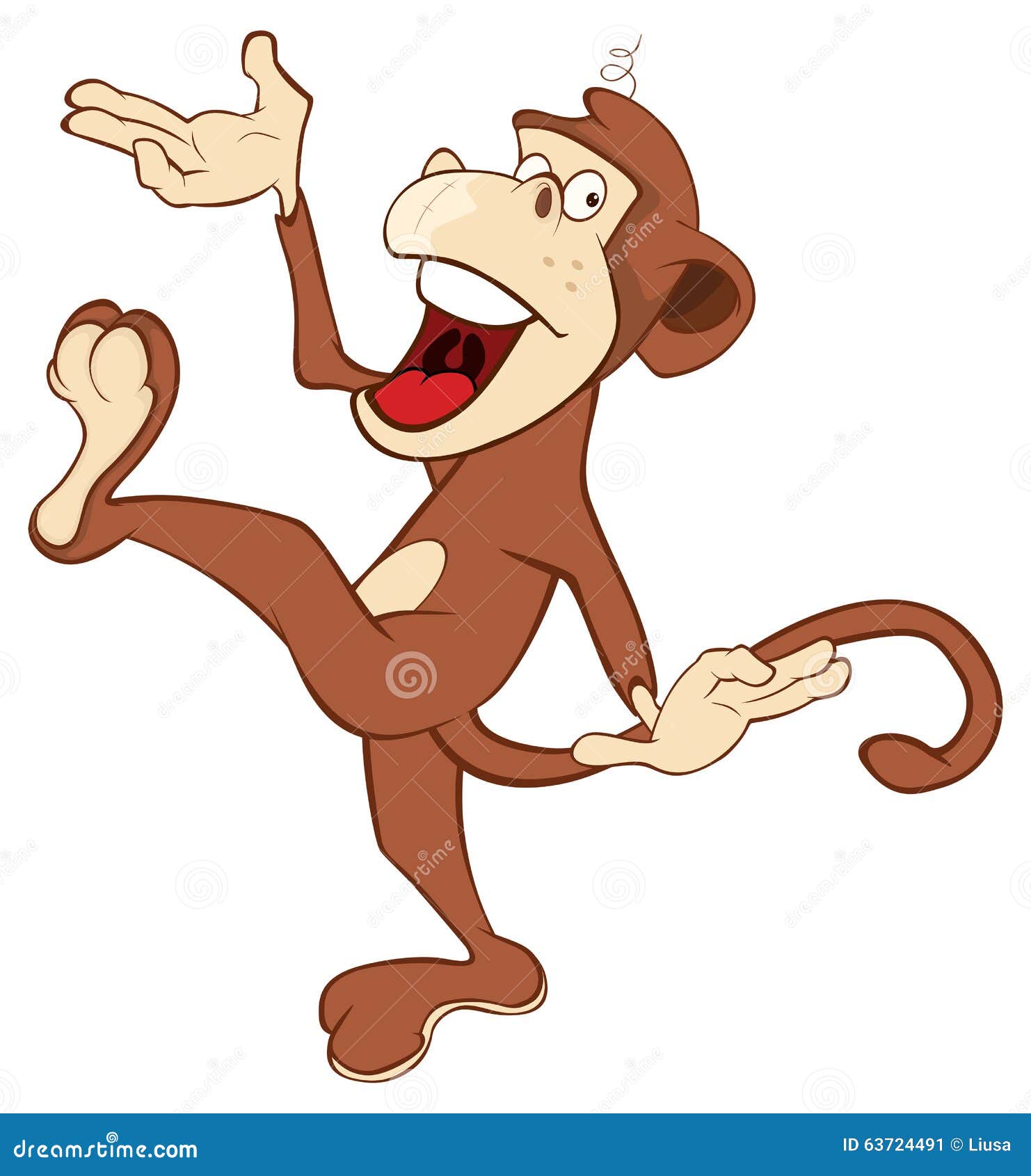 Cheerful monkey. Cartoon stock vector. Illustration of fright - 63724491