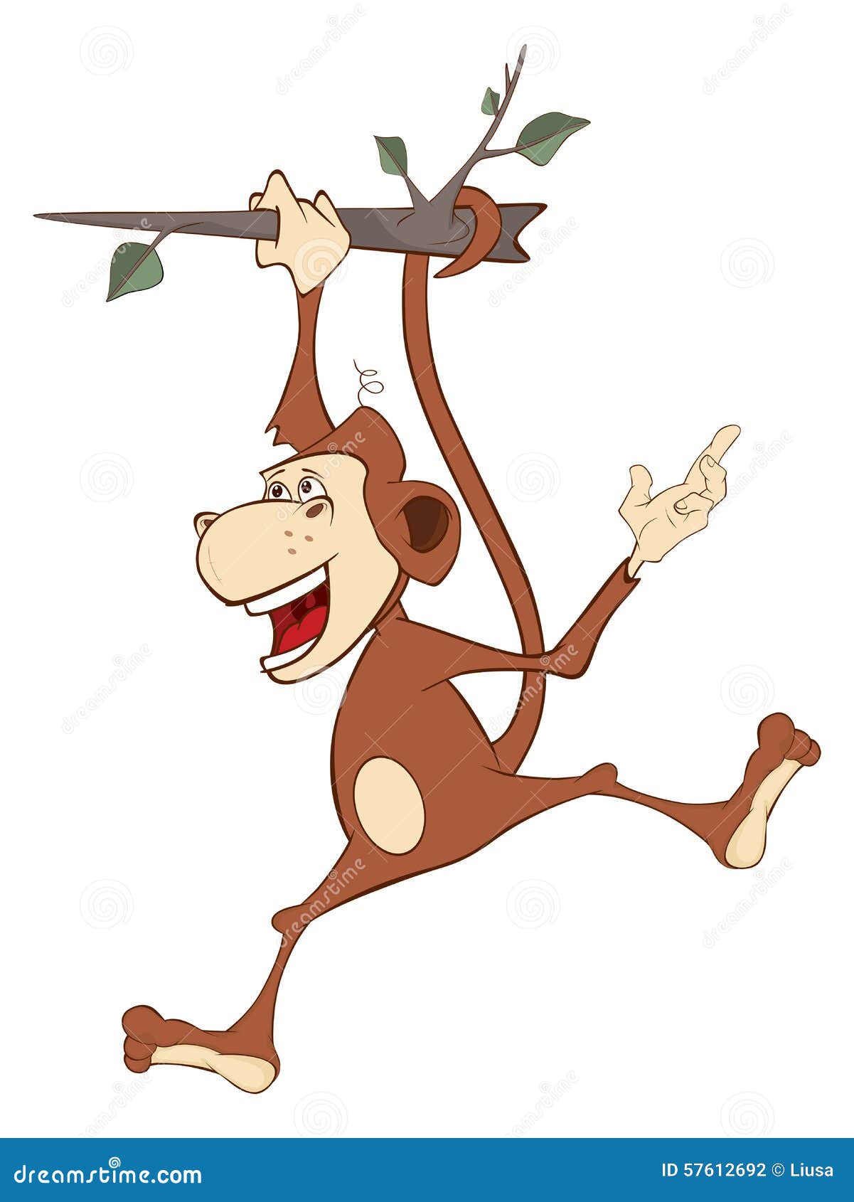 Cheerful monkey. Cartoon stock vector. Illustration of animal - 57612692