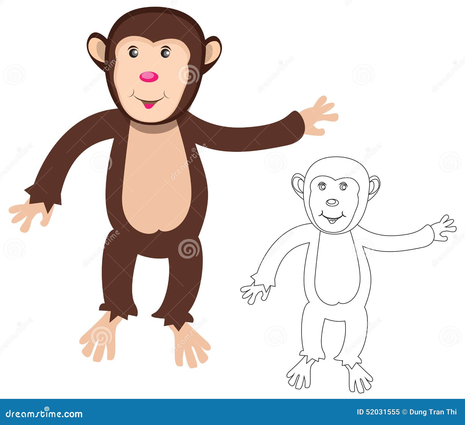 Cheerful monkey. Cartoon stock vector. Illustration of cartoon - 52031555