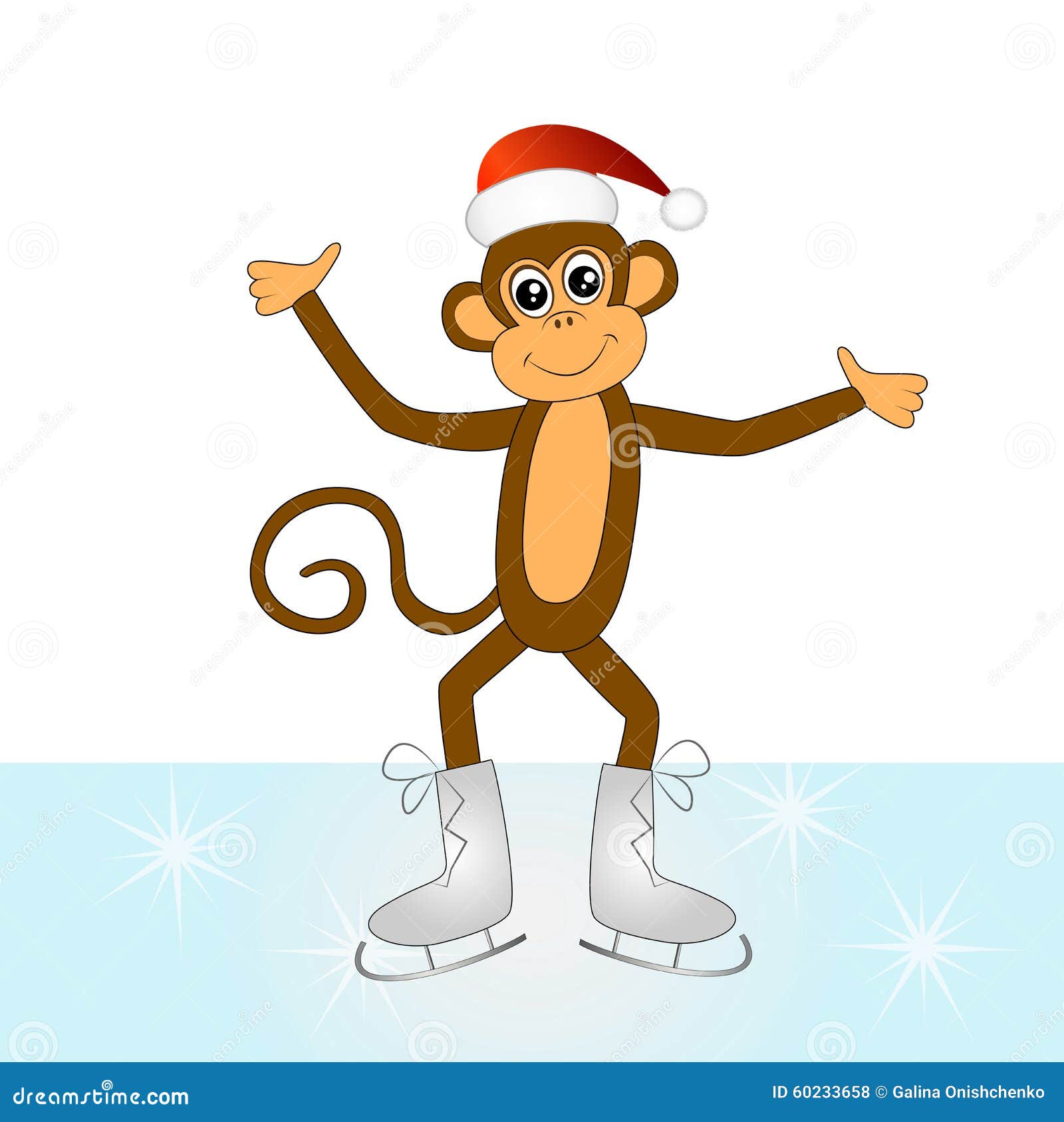The Cheerful Monkey on Skates Stock Vector - Illustration of skating ...