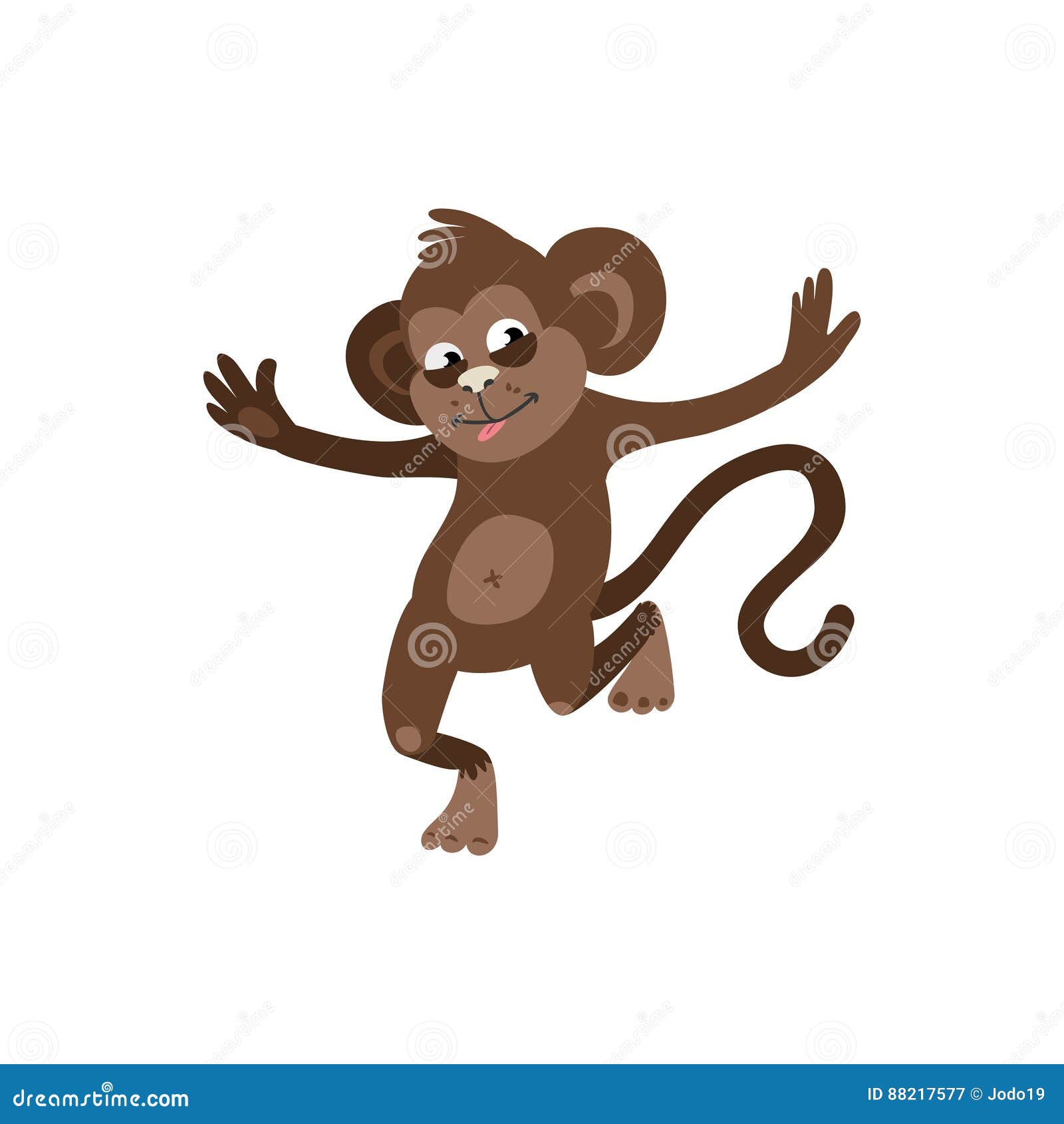 Cheerful Monkey on White Background Stock Vector - Illustration of ...