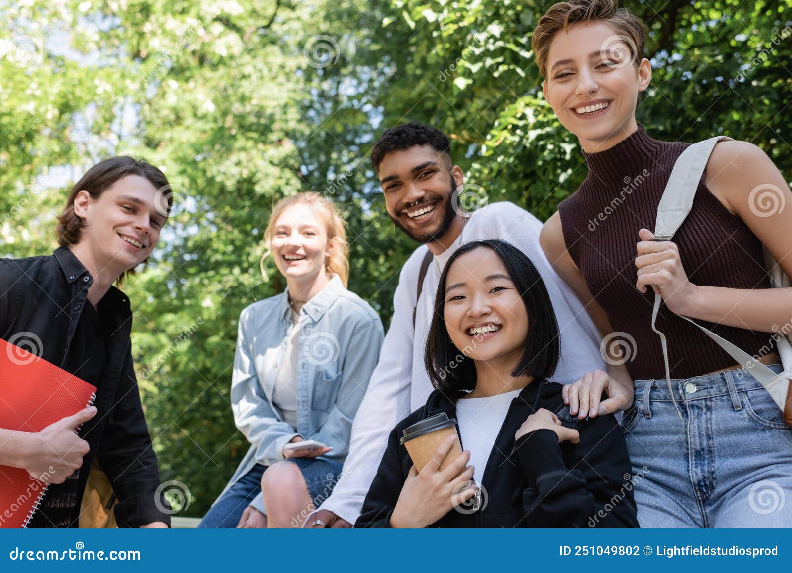 Cheerful Multicultural Students Looking at Camera Stock Photo - Image ...