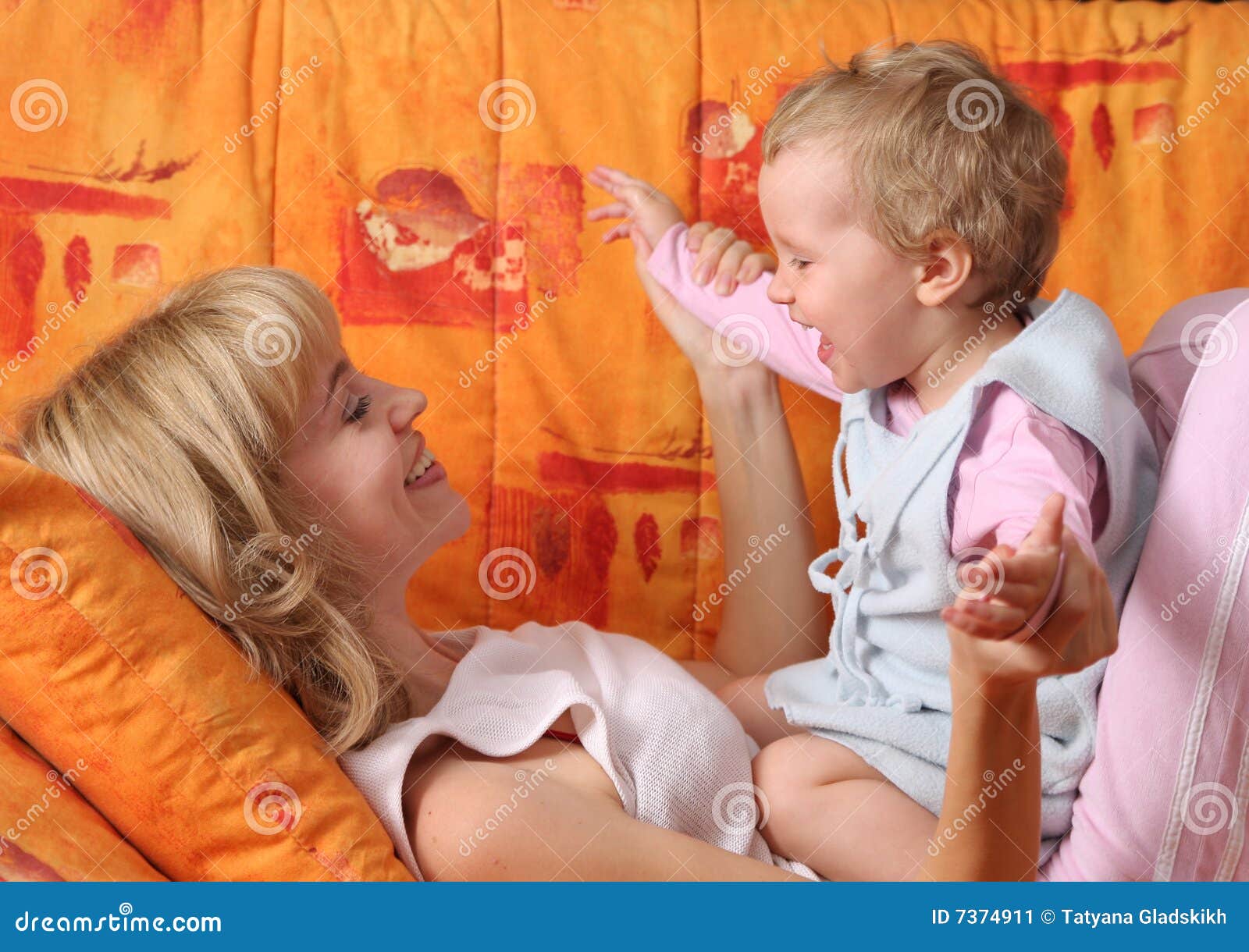 Cheerful Mum Plays with a Daughter Stock Image - Image of portrait ...