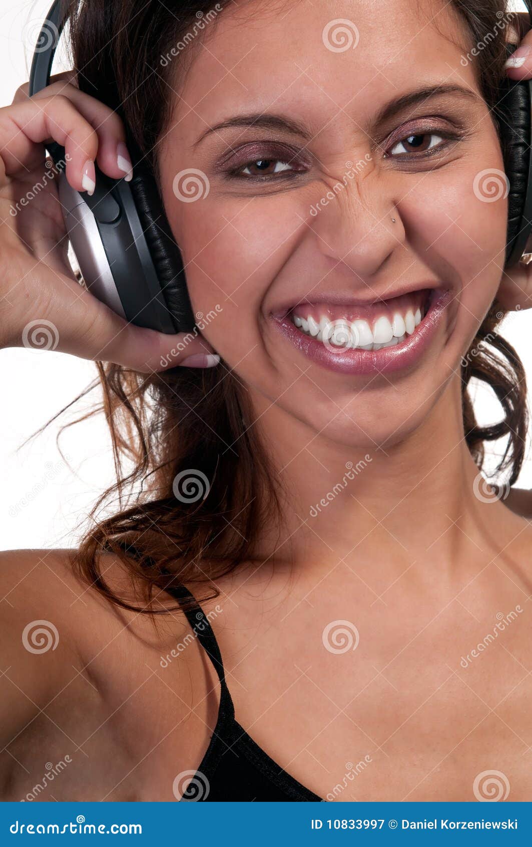 Cheerful with music stock image. Image of girl, head - 10833997