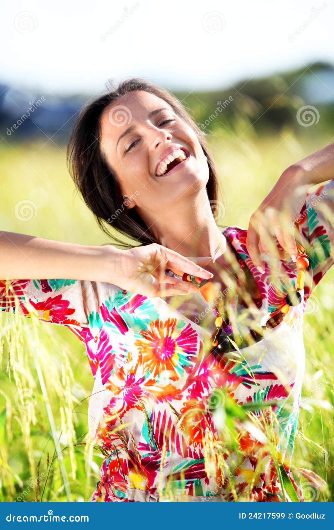 CHeerful natural woman stock image. Image of clothing - 24217599