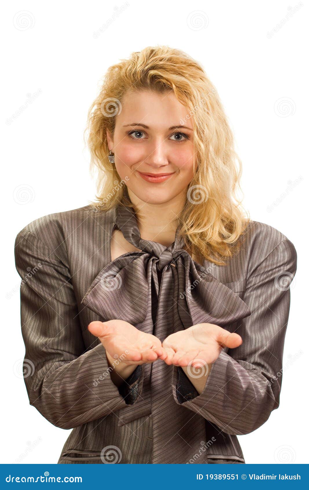 Cheerful nice girl, hands stock image. Image of lady - 19389551