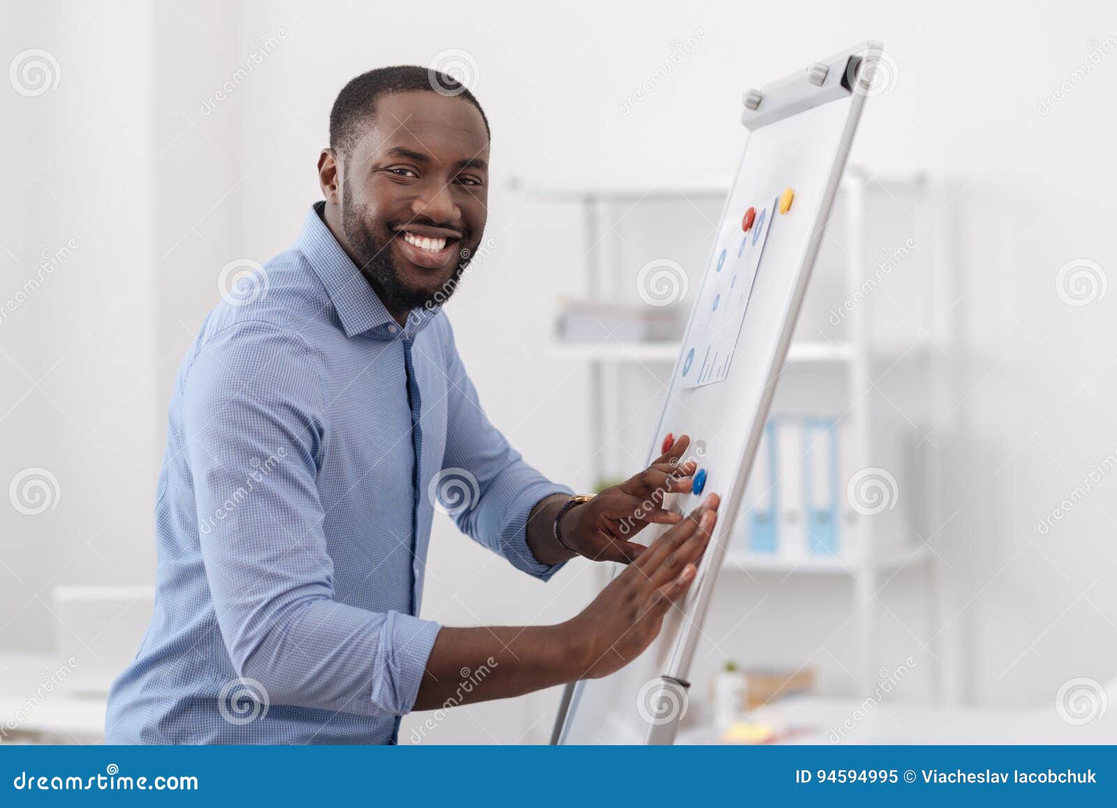 Cheerful Nice Man Getting Ready To the Presentation Stock Image - Image ...