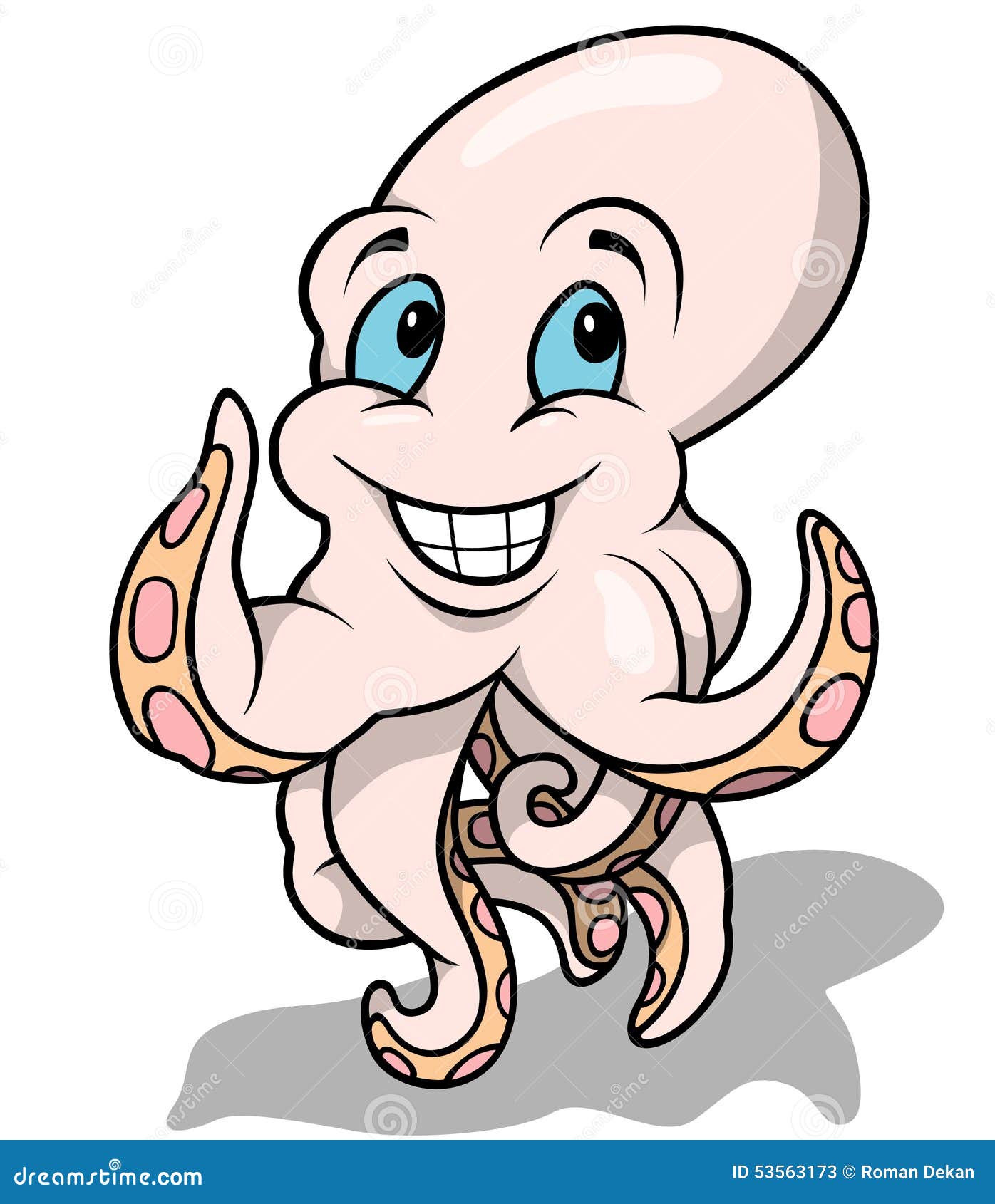 Cheerful Octopus stock vector. Illustration of cheerful - 53563173