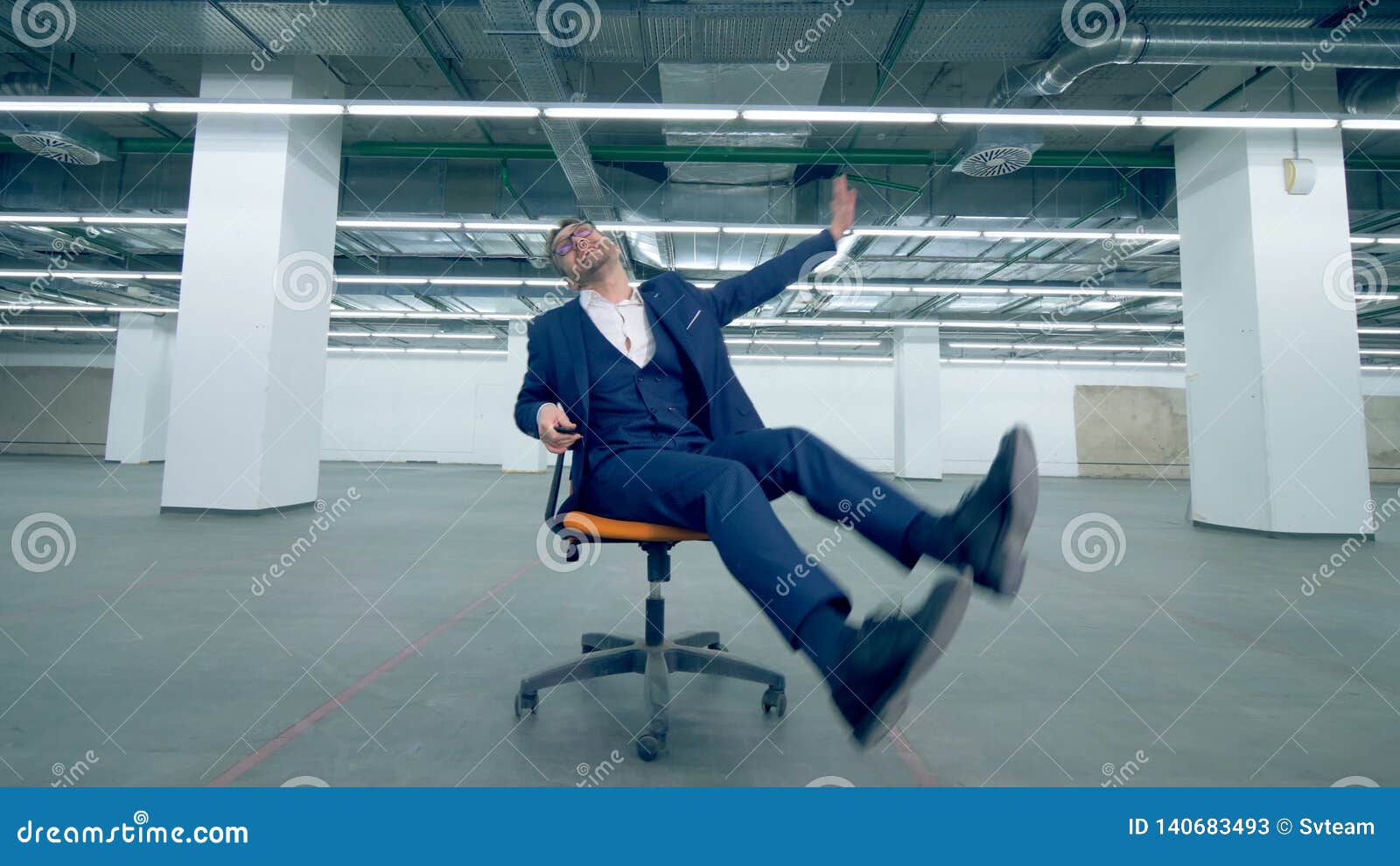 Cheerful Office Worker Spinning on a Chair, Fun Activity. Stock Video ...