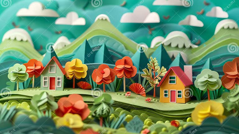 Cheerful Paper Craft Artwork on a Translucent Surface Stock ...