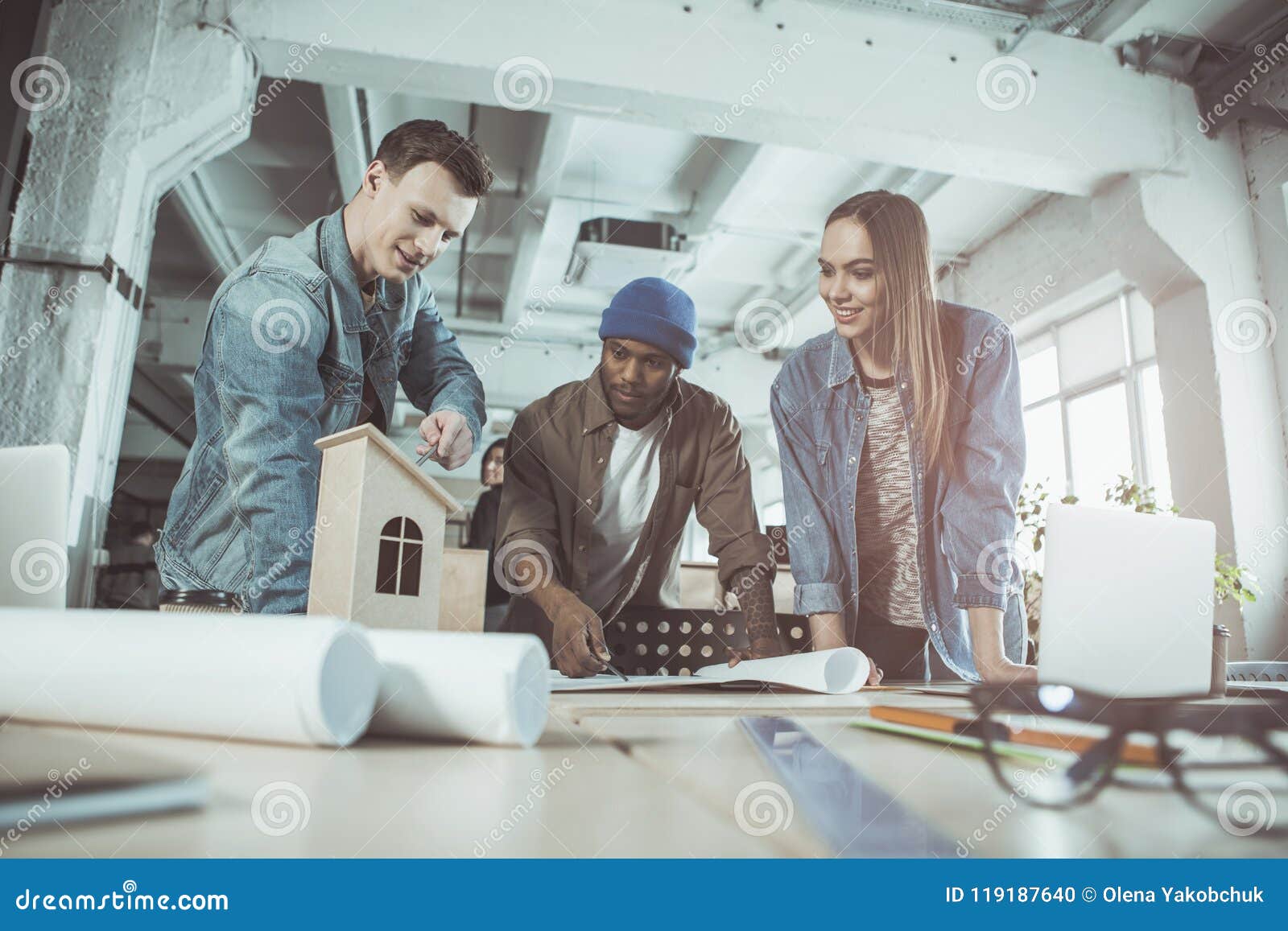 Cheerful People are Developing New Construction Stock Photo - Image of ...