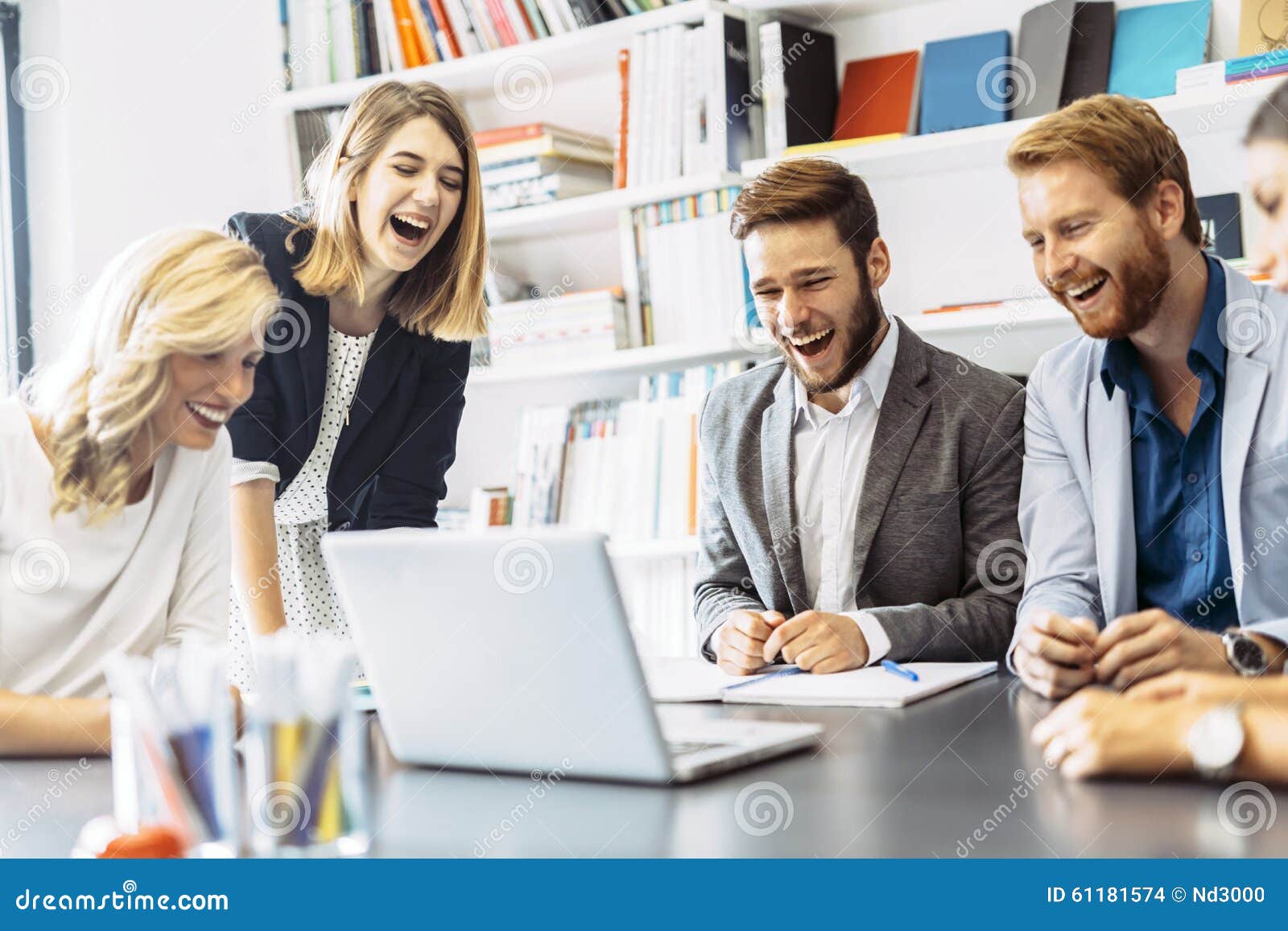 Cheerful People Laughing in Office Stock Photo - Image of teamwork ...