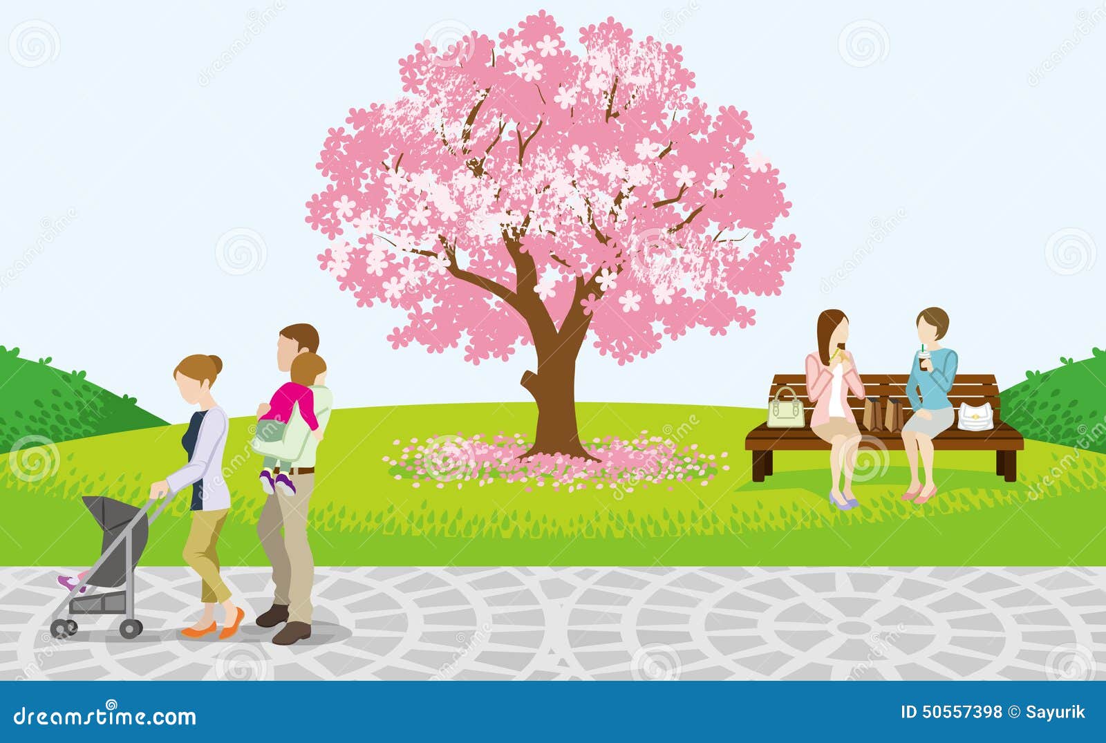 Cheerful People in Spring Park-EPS10 Stock Vector - Illustration of ...