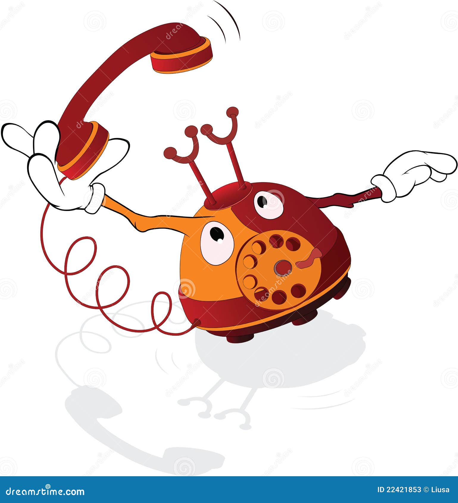 Cheerful phone.Cartoon stock vector. Illustration of cable - 22421853