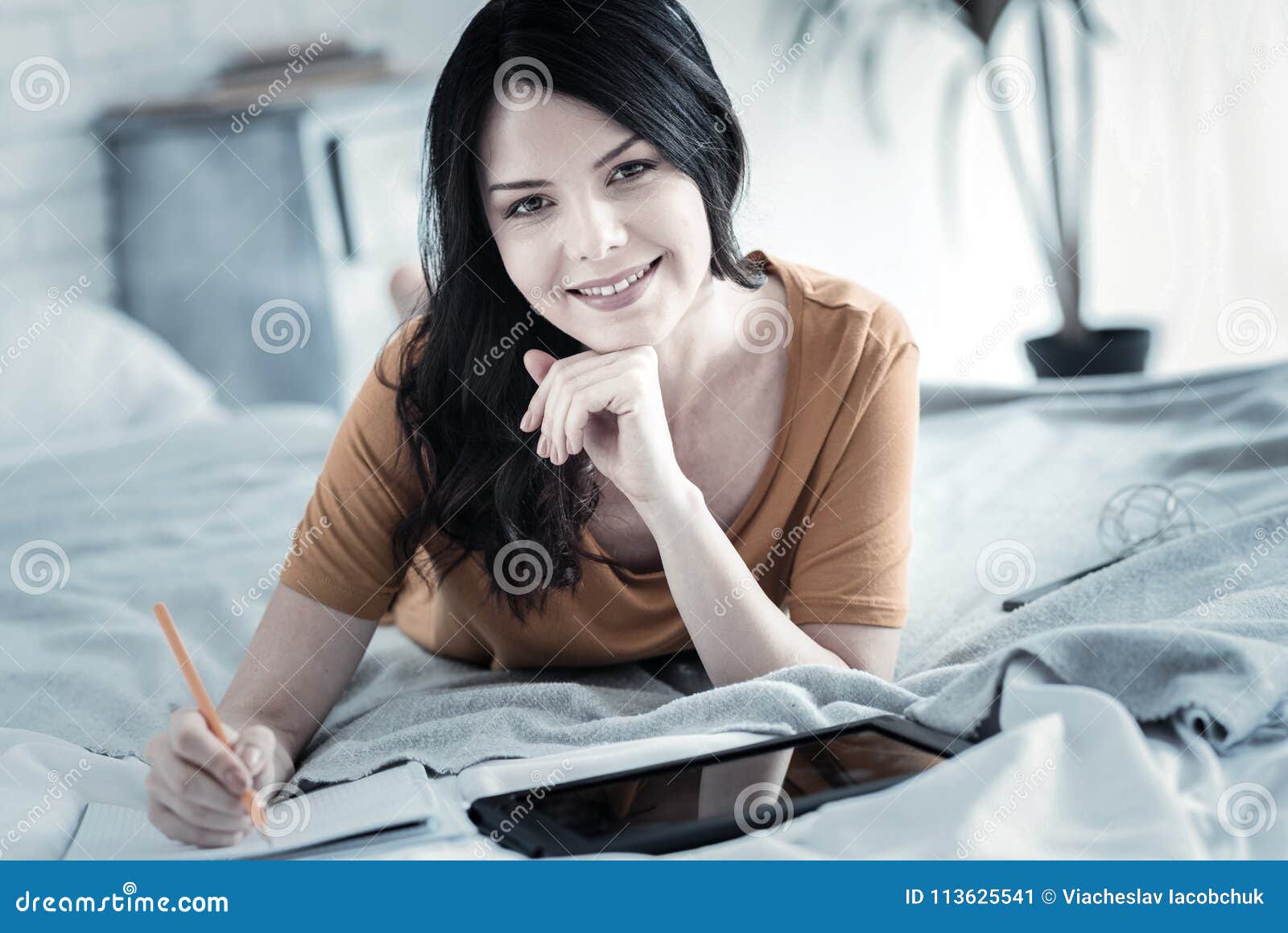 Cheerful Pleasant Woman Looking at You Stock Image - Image of ...