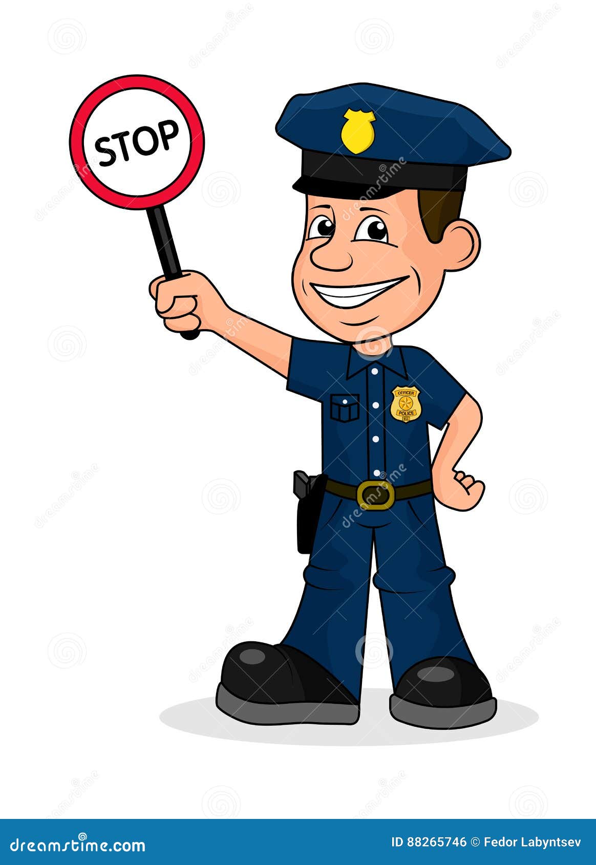 Cheerful Policeman,road Signs Royalty-Free Illustration | CartoonDealer ...