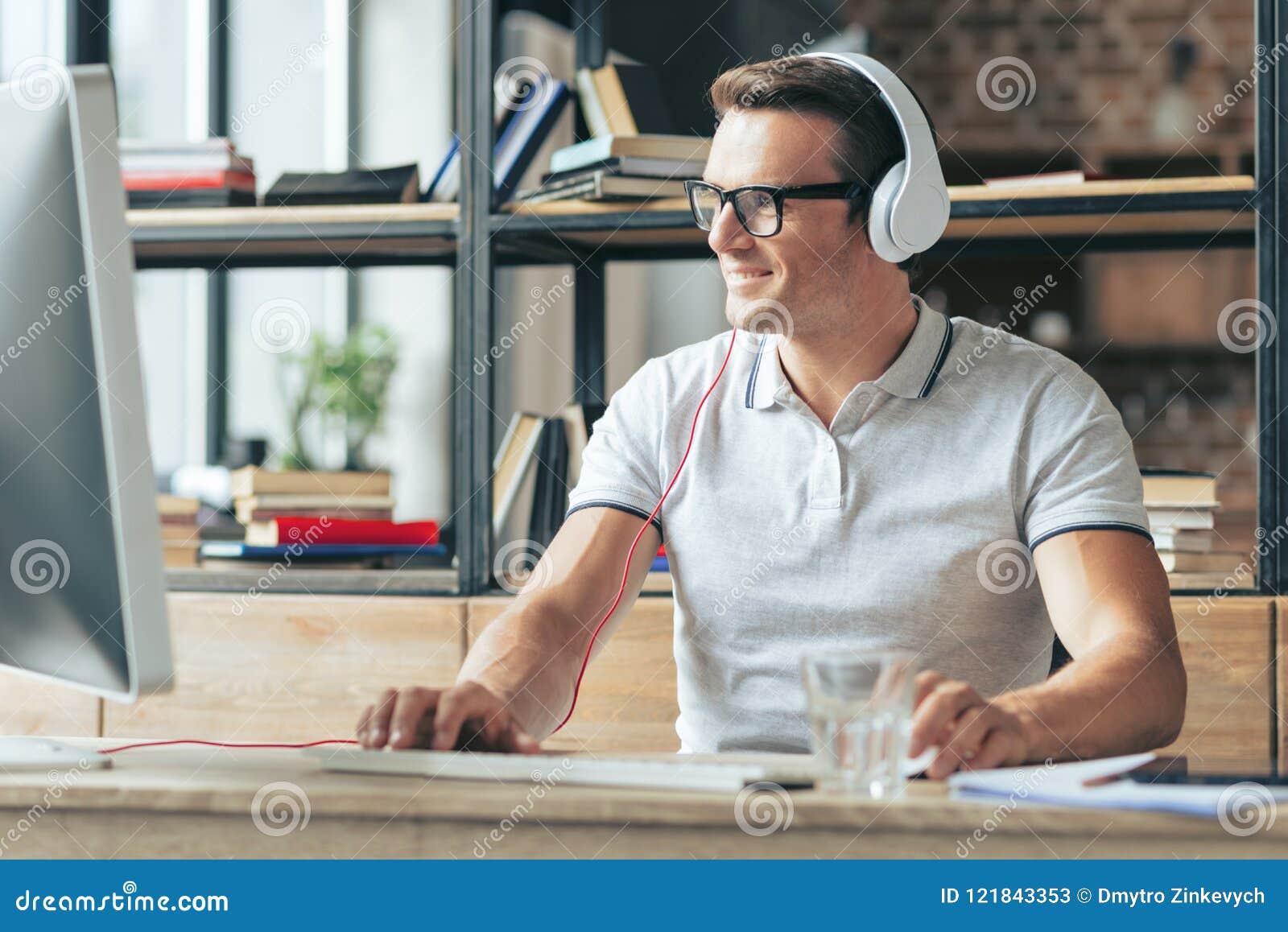Cheerful Positive Man Listening To Music Stock Image - Image of ... Cheerful Positive Man Listening To Music Stock Image - Image of ...