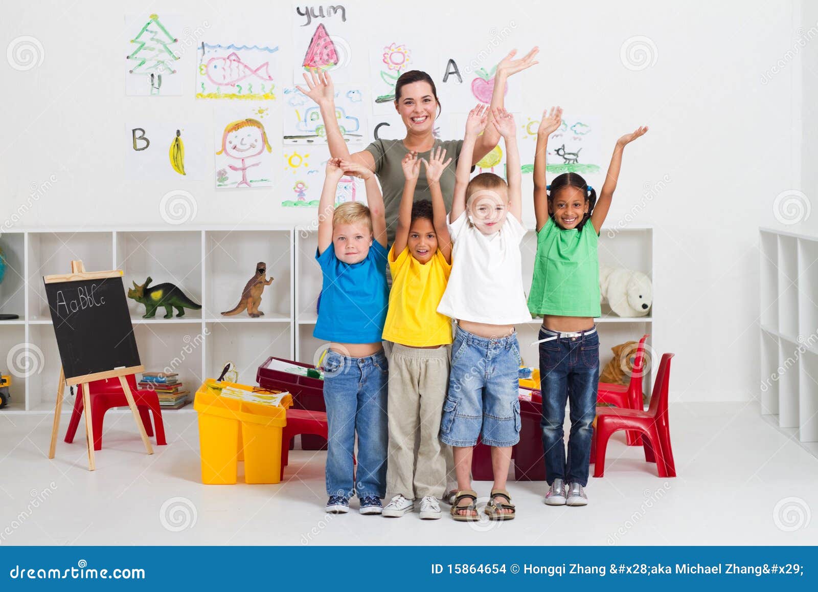 Cheerful preschool class stock photo. Image of caucasian - 15864654