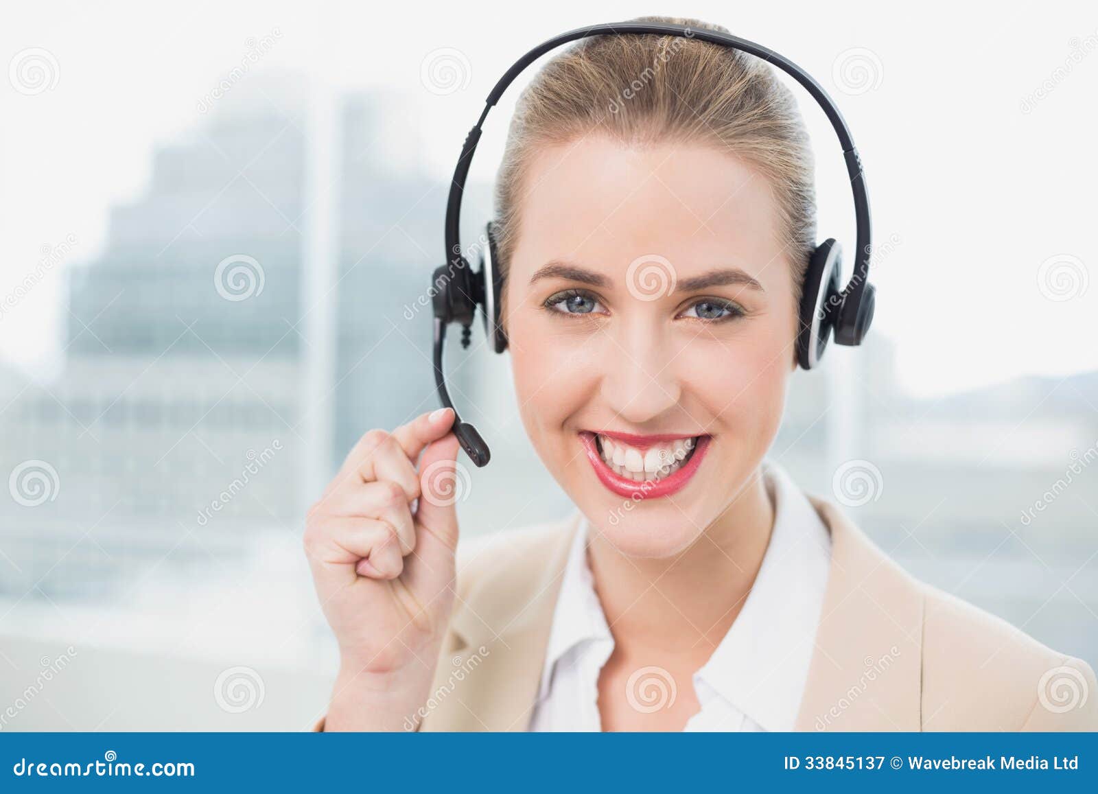 Cheerful Pretty Agent Dealing with Customer Stock Image - Image of ...